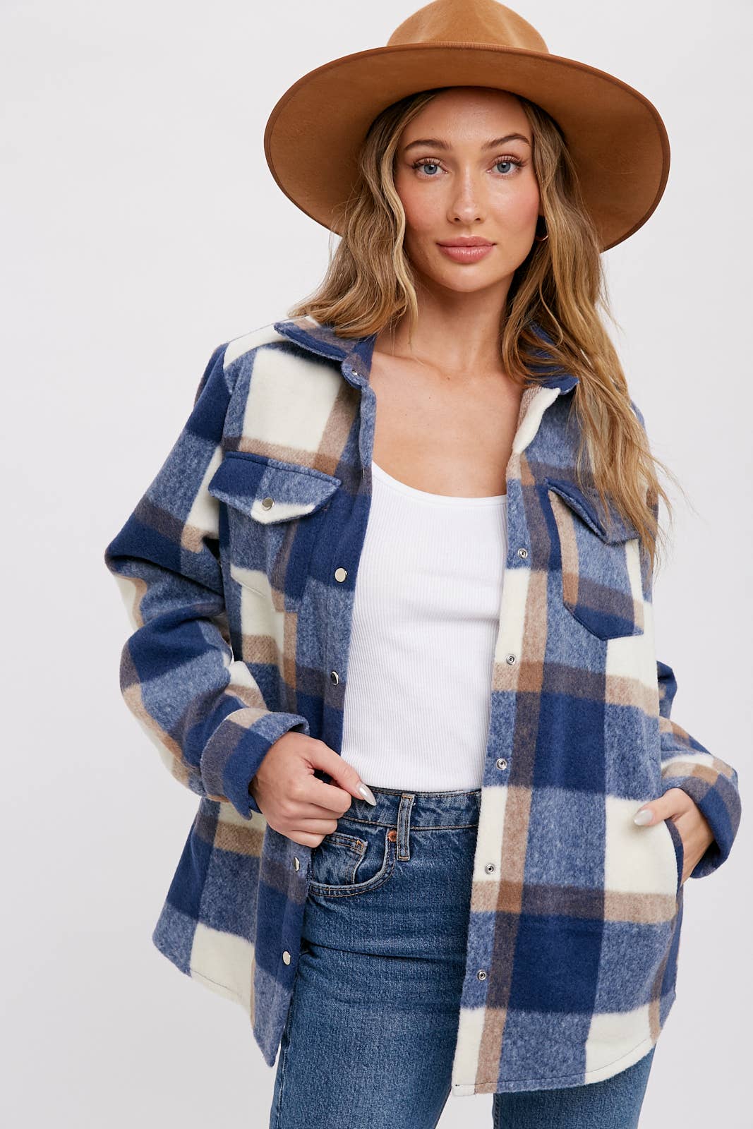 Wholesale PLAID BRUSHED FLANNEL SHACKET for your store - Faire