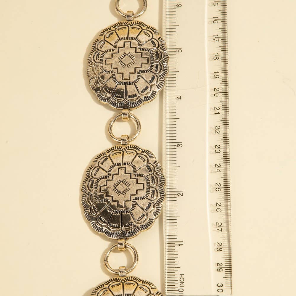 Wholesale Oval Western Concho Disc Chain Belt for your store - Faire