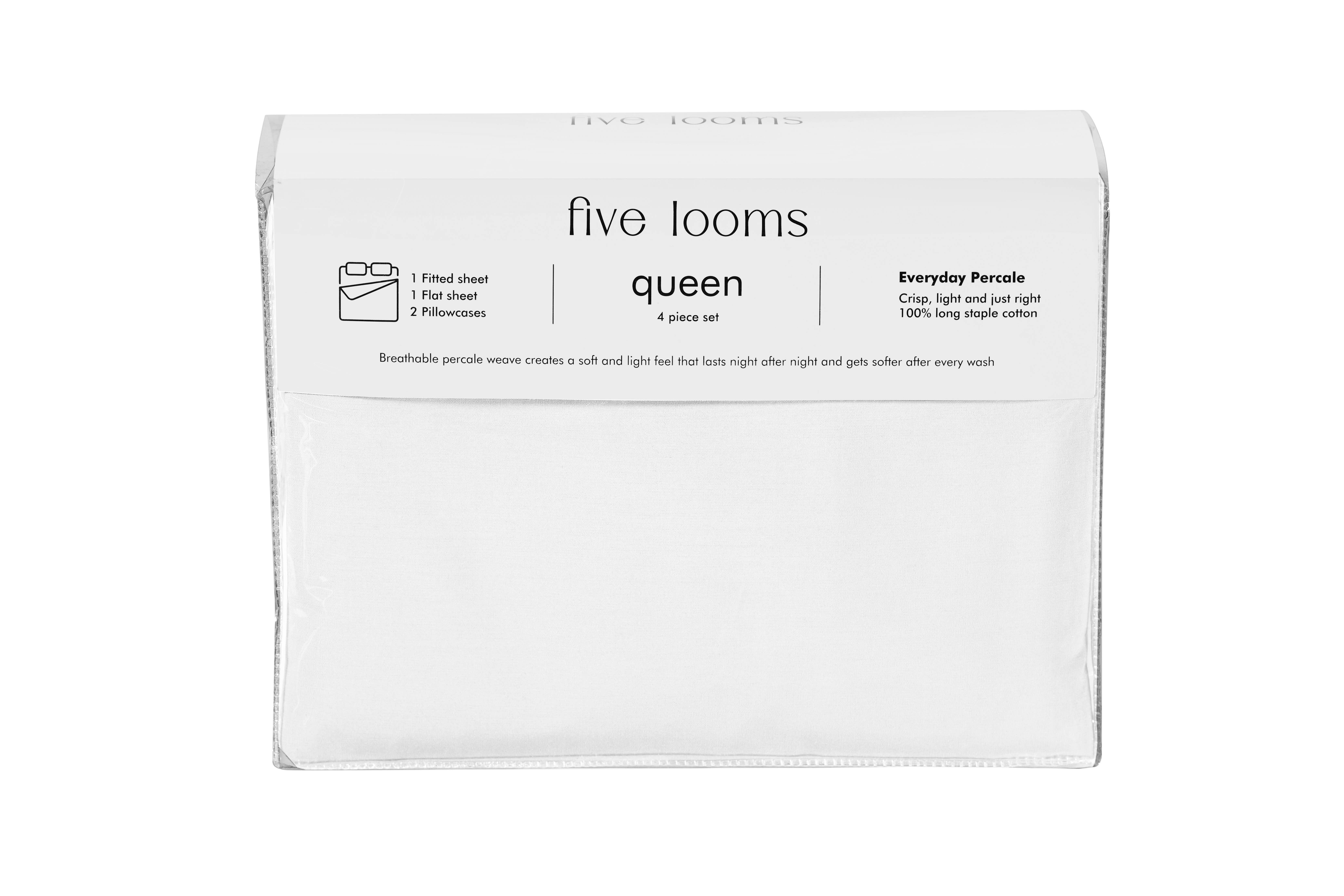 Wholesale Five Looms Classic Percale 100% Cotton Bed Sheets Set for ...