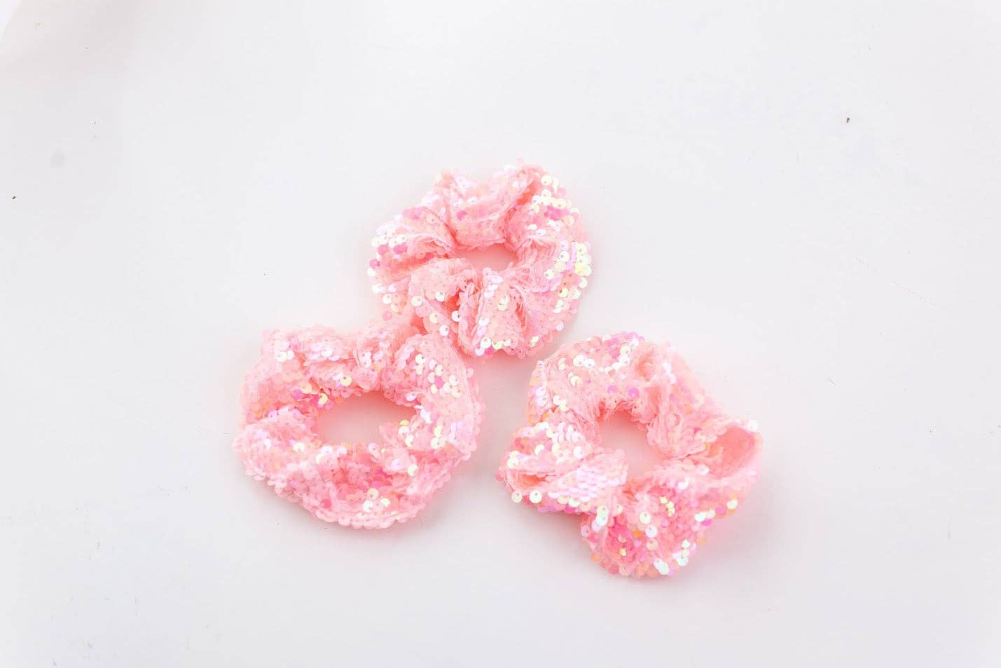 Wholesale Sequin Scrunchie - Baby Pink for your store - Faire
