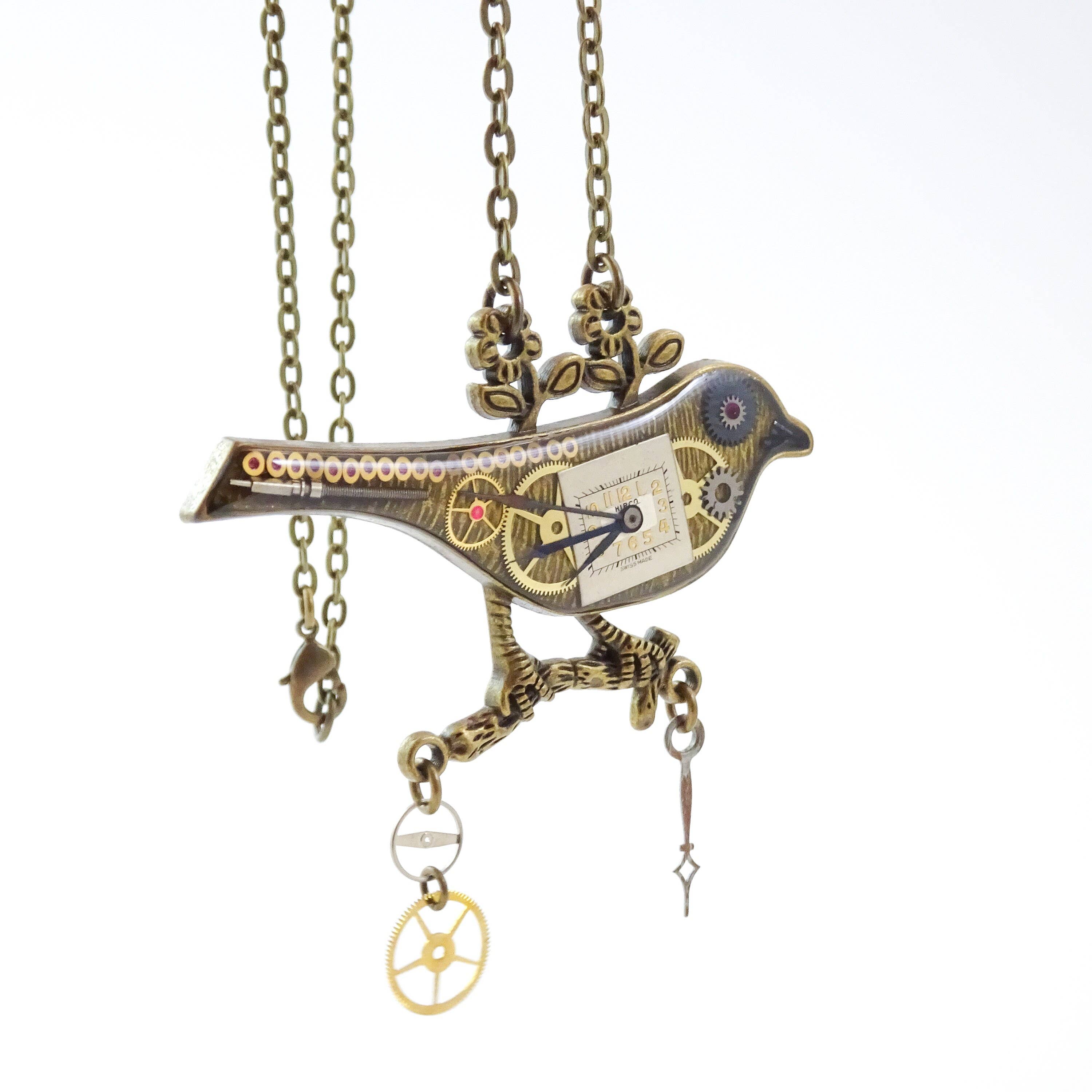 Wholesale Mechanical Bird Collector Necklace | Steampunk Assemblage for ...