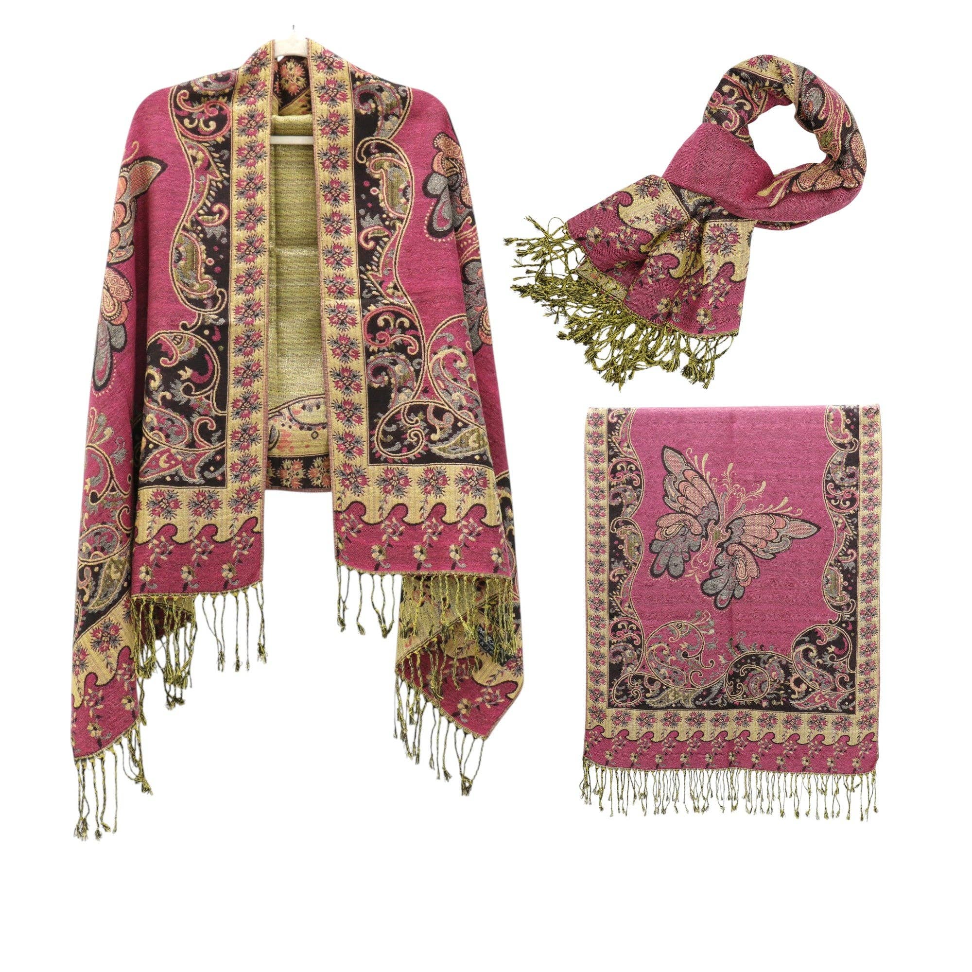 Wholesale Metallic Pashmina Butterfly SCF4815-9. (12PC) for your store ...