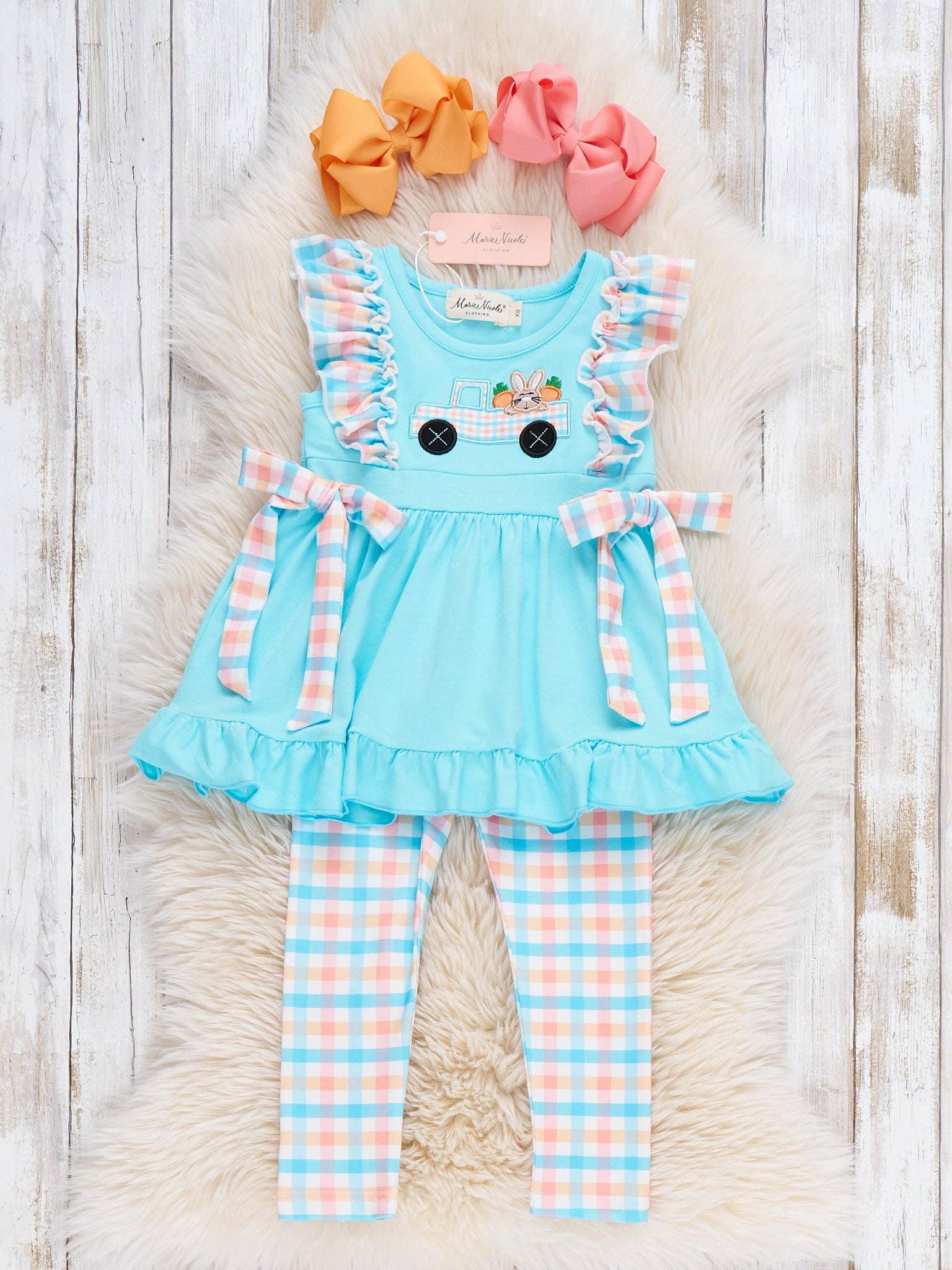 Wholesale Bunny’s Carrot Delivery Embroidered Ruffle Outfit for your ...