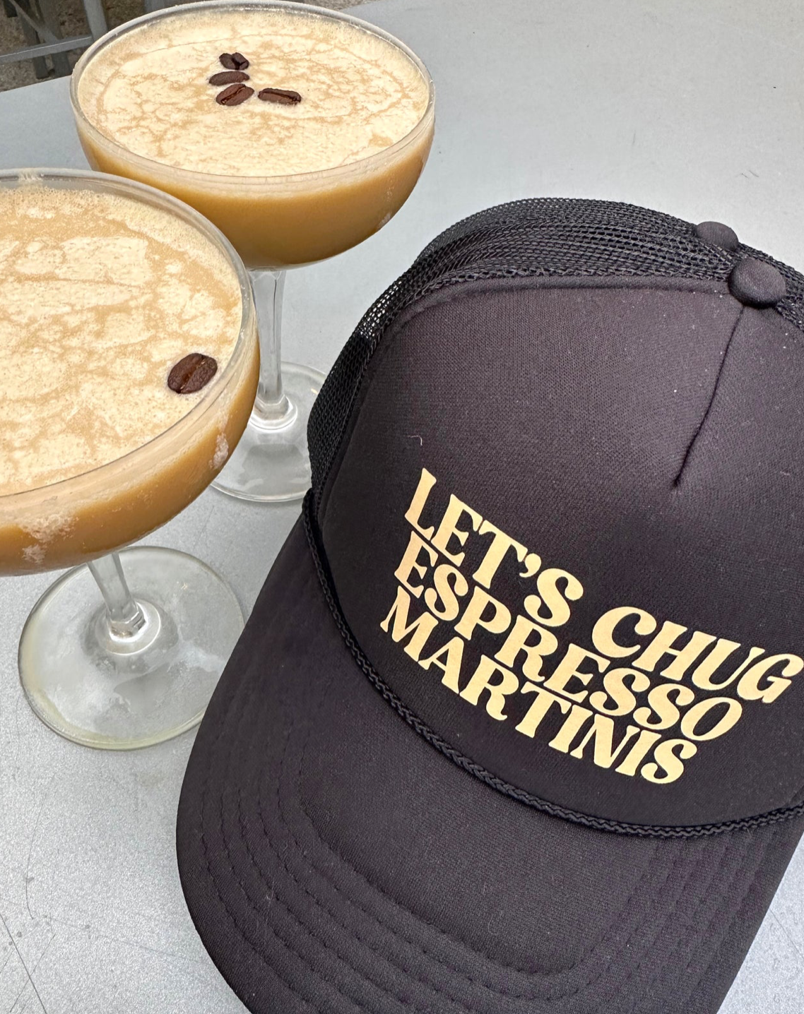 Wholesale Let's Chug Espresso Martinis Trucker Hat for your store - Faire