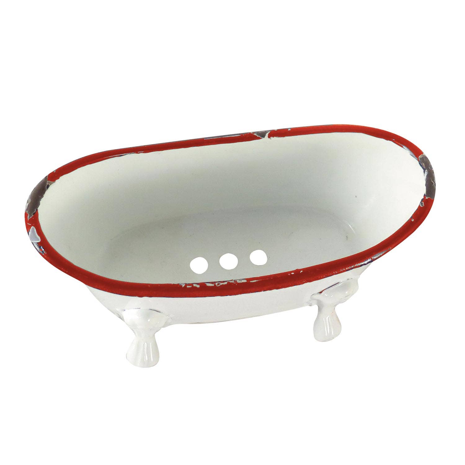 Wholesale Mini Distressed Enamel Bathtub Soap Dish, Red Rim for your ...