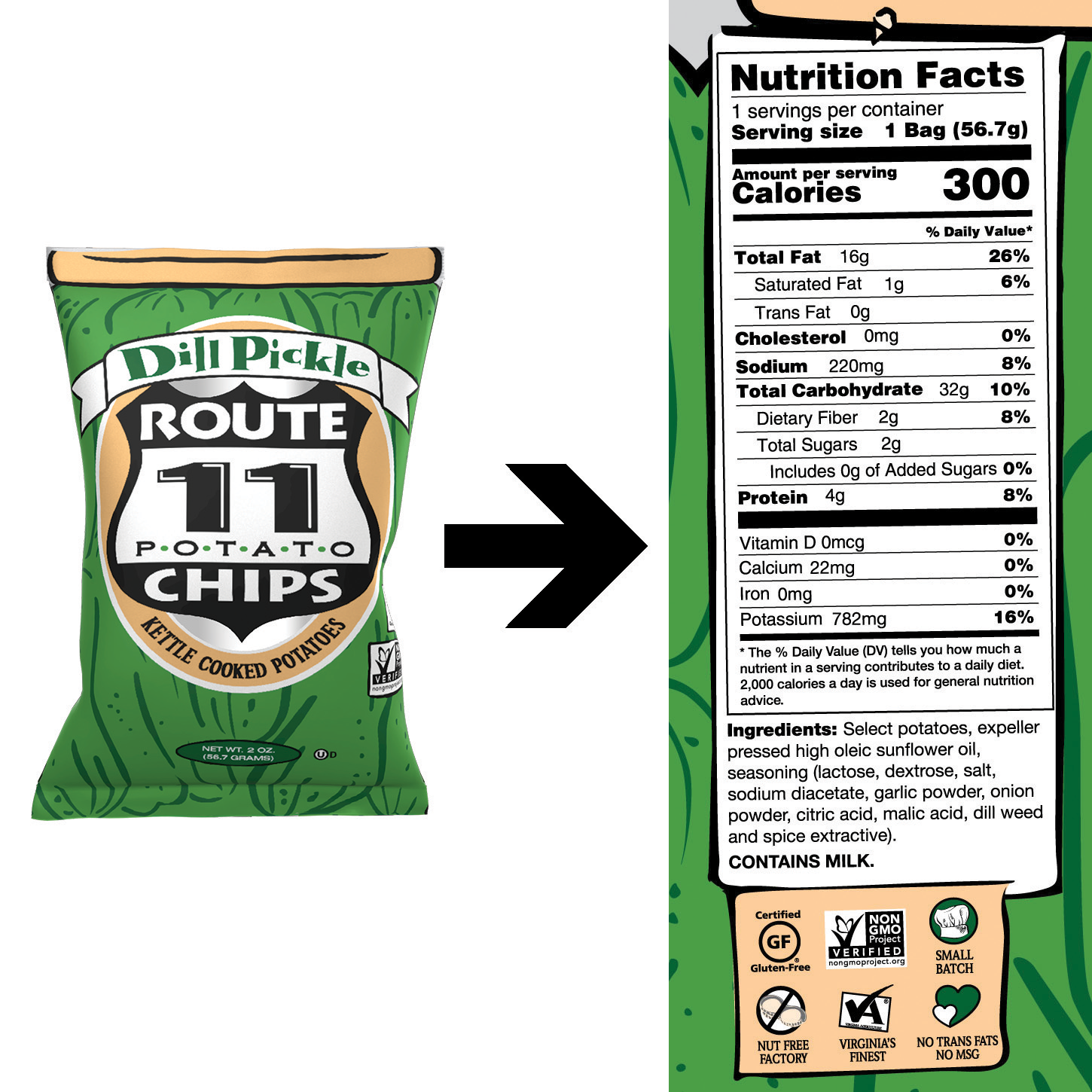 Wholesale Route 11 Dill Pickle Potato Chips (2oz) for your store - Faire