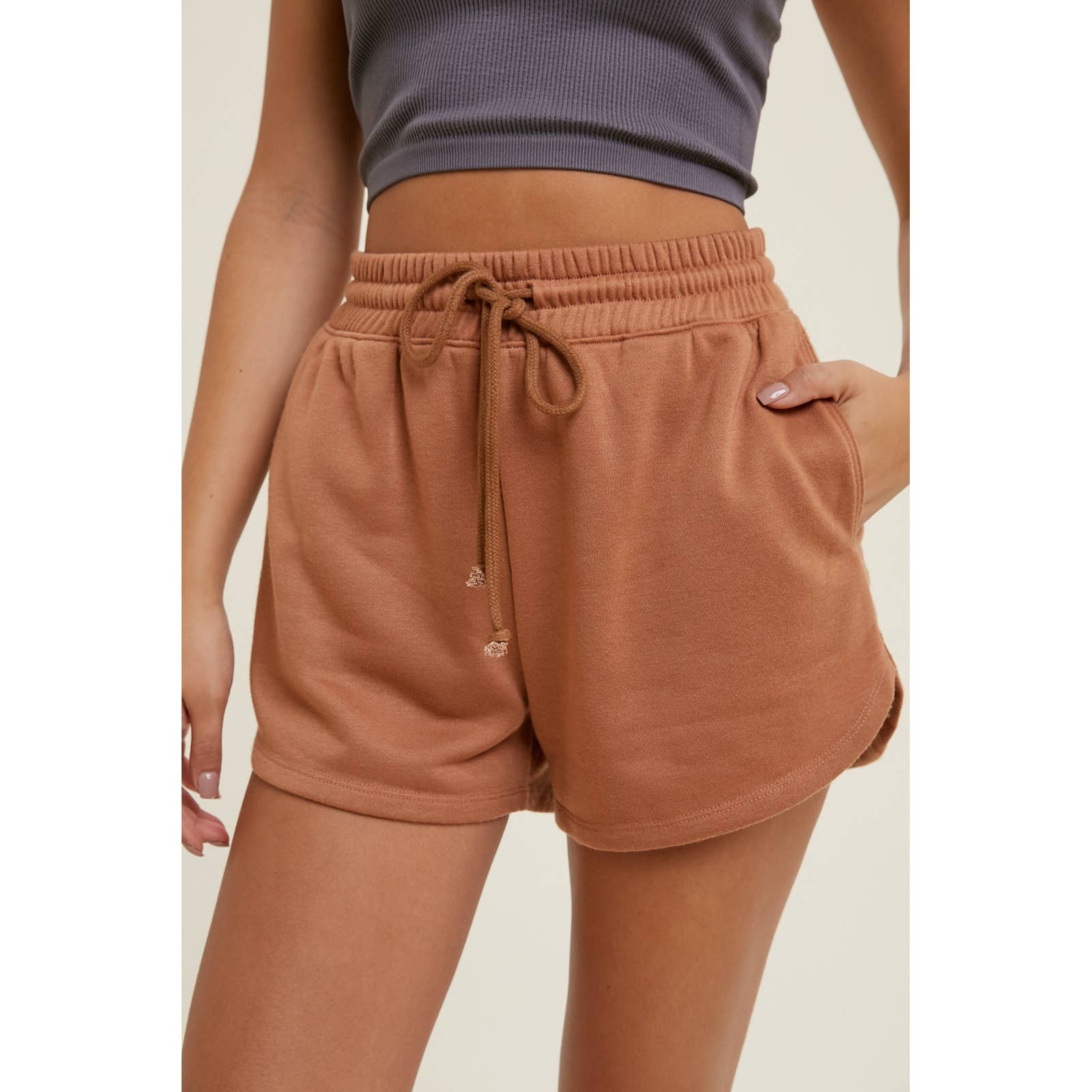 Wholesale FRENCH TERRY DOLPHIN HEM SHORTS WITH DRAWSTRING / WL22-7284 ...