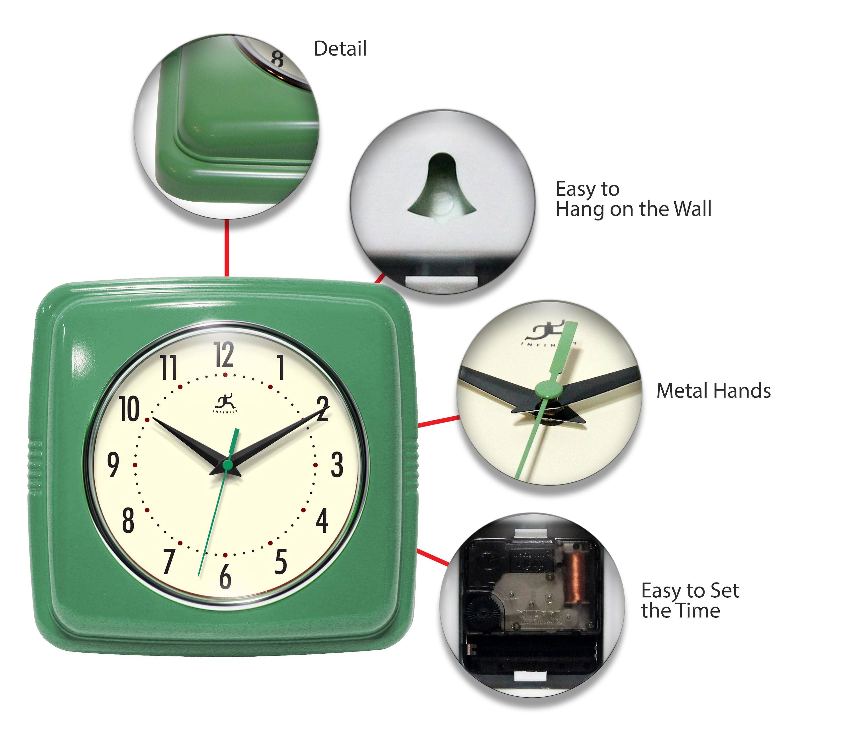 Wholesale Retro Square Wall Clock Green for your store - Faire