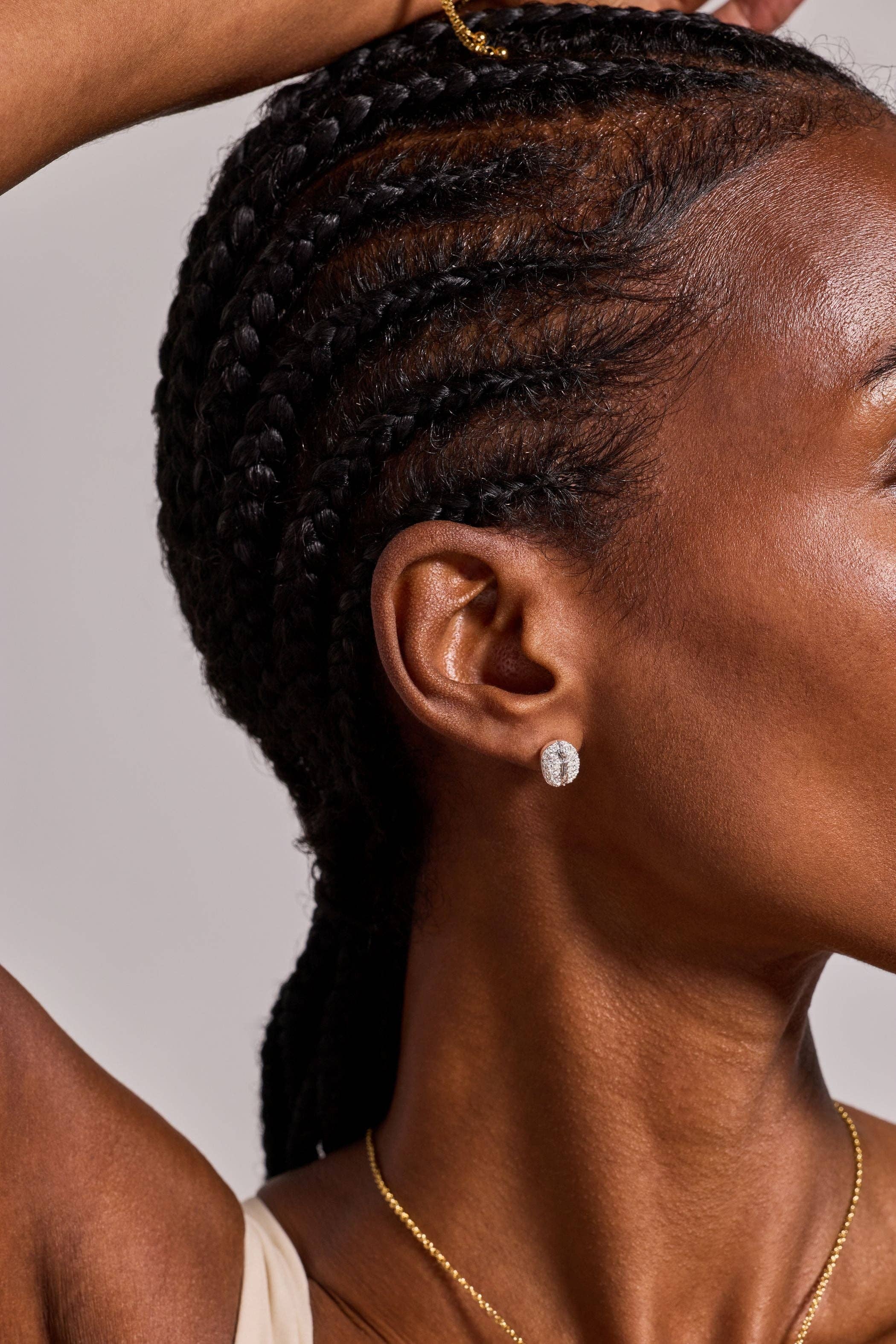 Wholesale Coffee Bean Pave Crystal Stud Earrings for your store - Faire