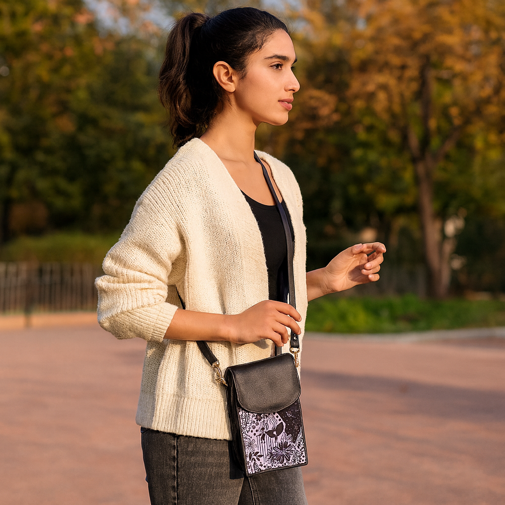 Wholesale Ladies Printed Nylon Fabric Crossbody Sling Bag Phone Wallet ...