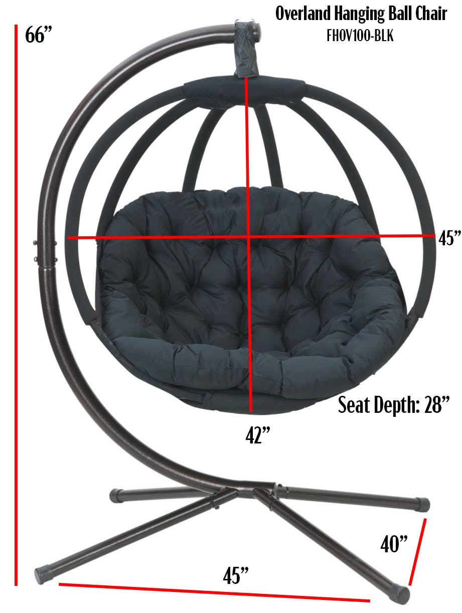 Wholesale Hanging Ball Chair w/ Stand - Overland Black for your store ...