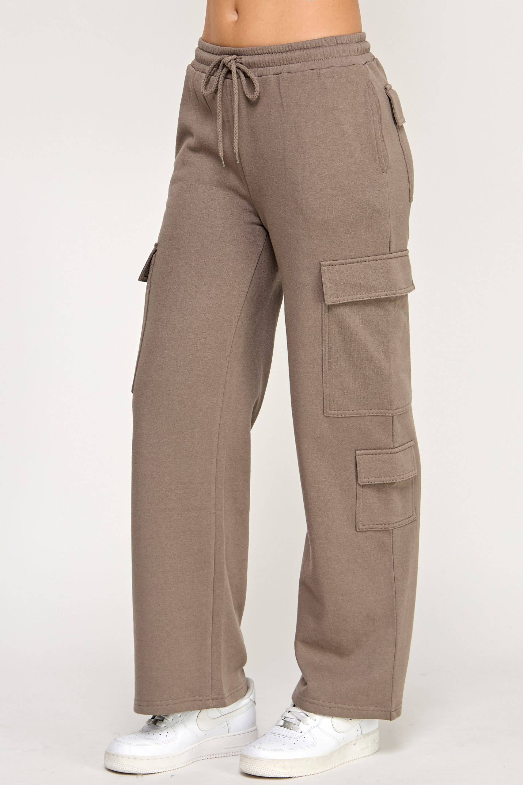 Wholesale Fleece Straight Leg Mid Rise Cargo Pants for your store - Faire