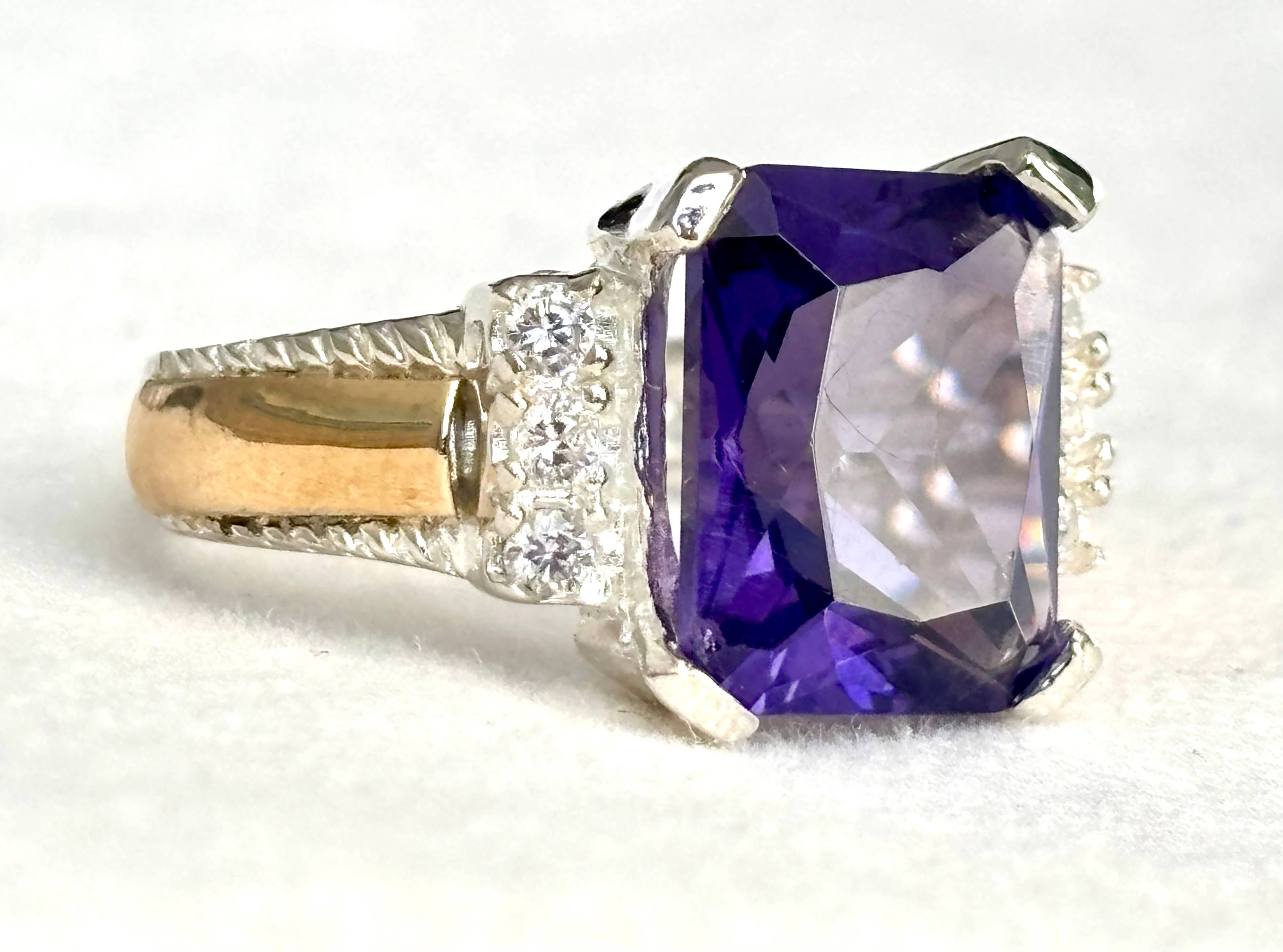 Wholesale Purple Rectangular-Cut Ring in 925 Silver & 10k Gold for your ...