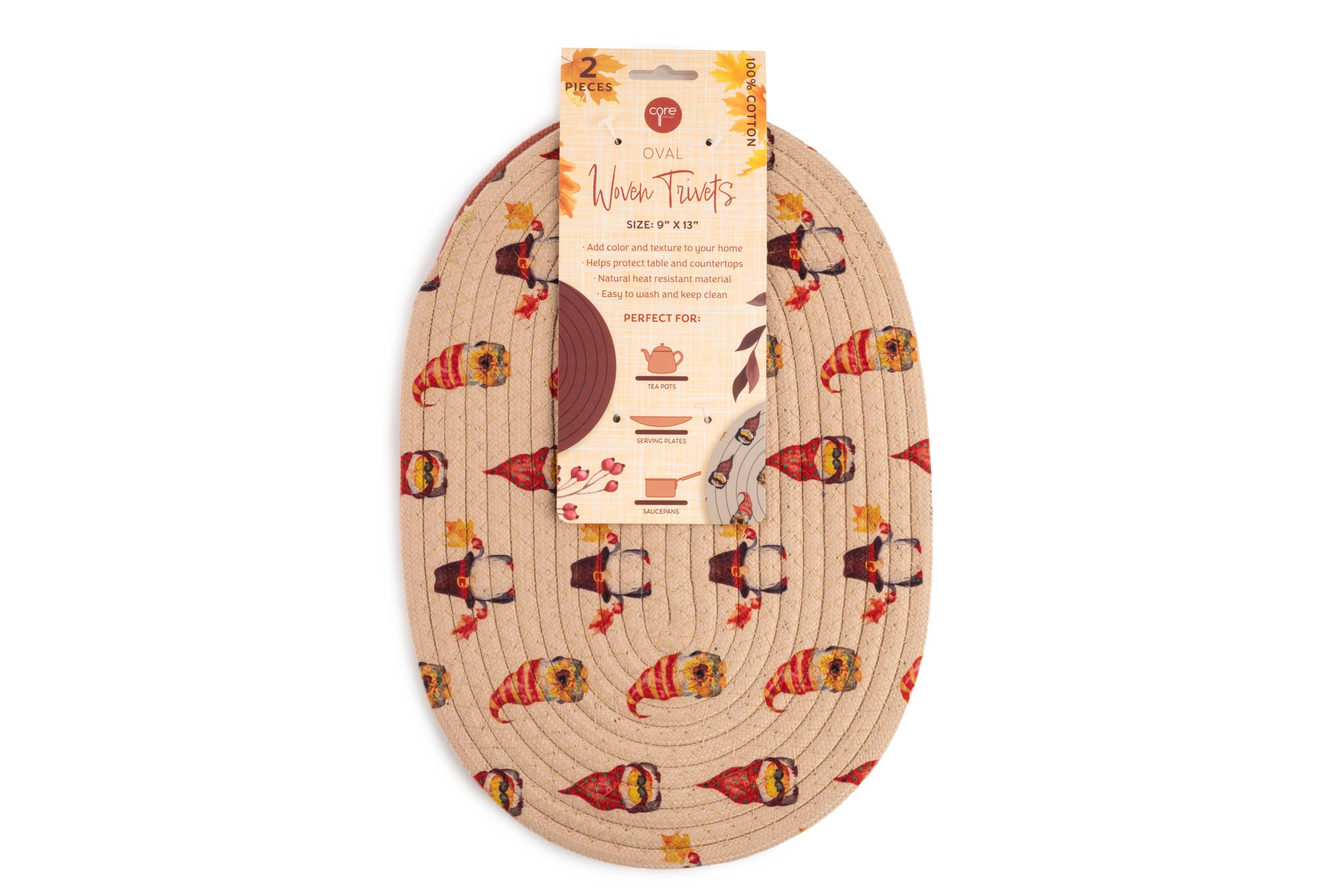 Wholesale 2pc Printed Oval Woven Trivets for your store - Faire