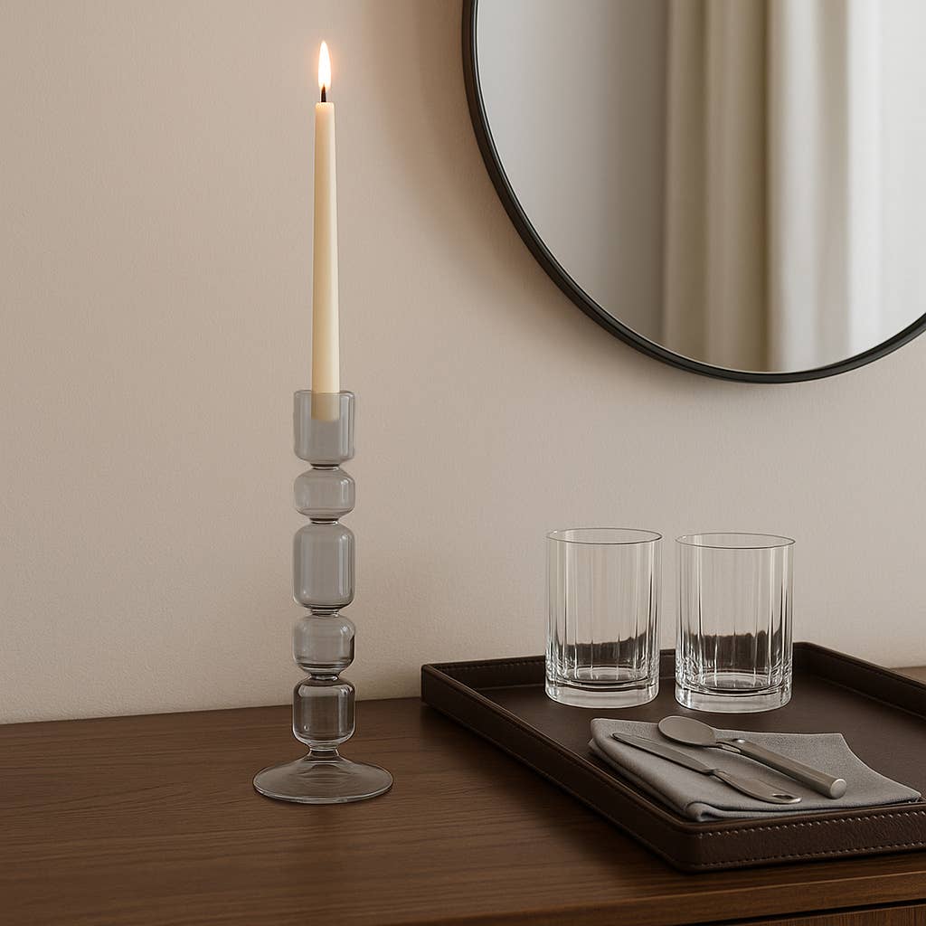 Wholesale Candle Holder - Black Glass Mixed Bubble Taper, 10 in. for ...