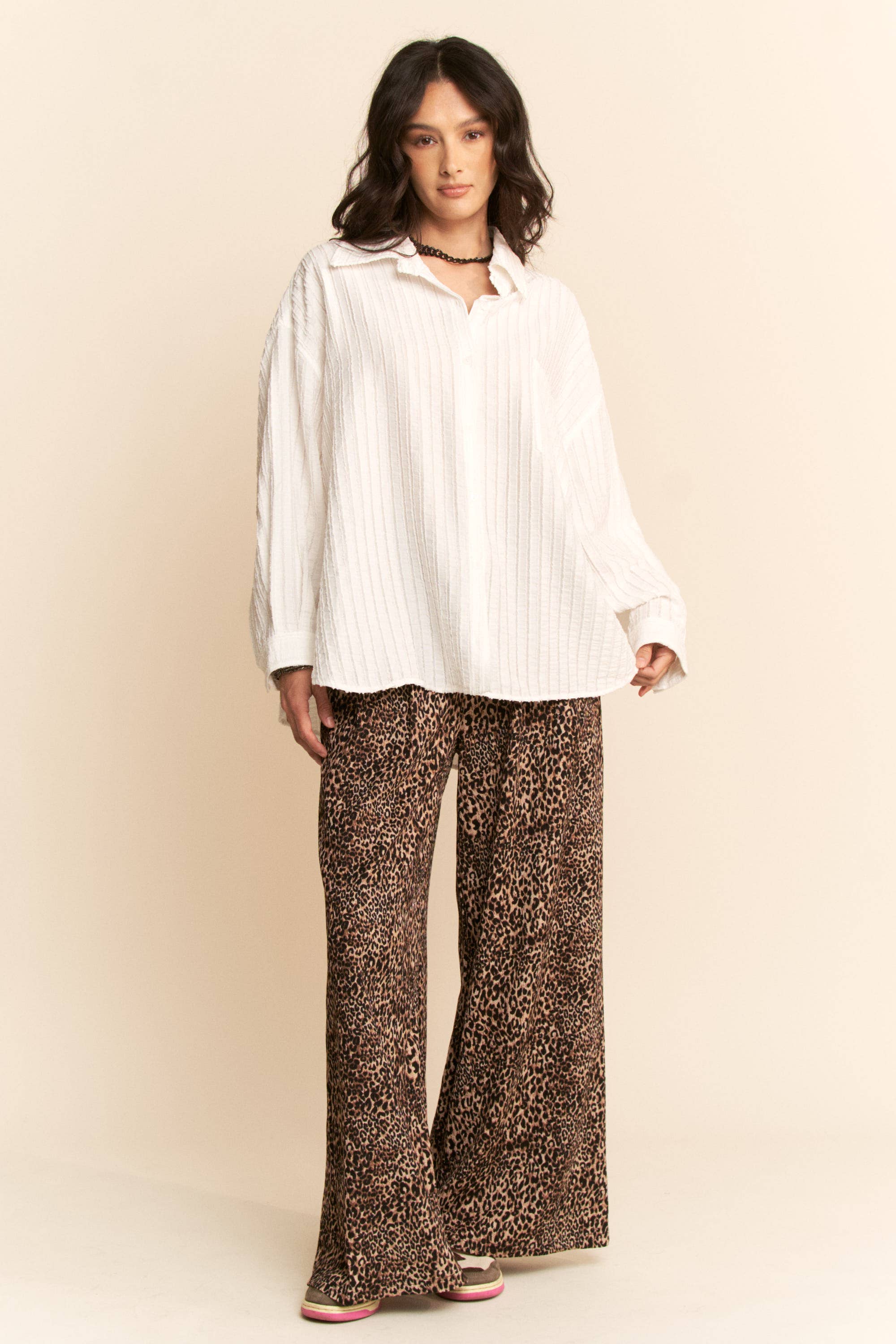 Wholesale WAIST STRING LEOPARD PRINTED STRAIGHT LONG PANTS for your ...