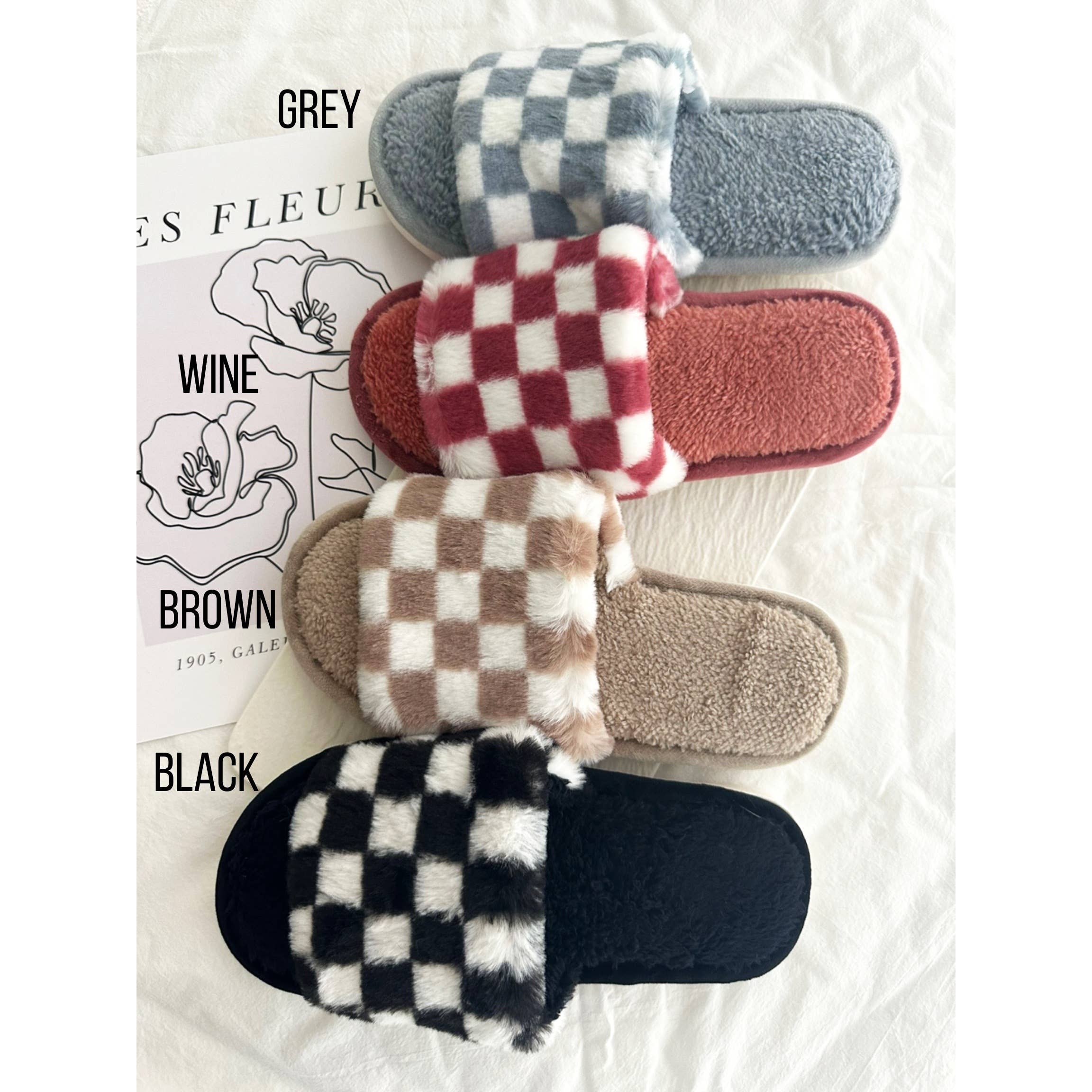 Wholesale Checkered Pattern Cozy Slippers - ORIBE for your store - Faire