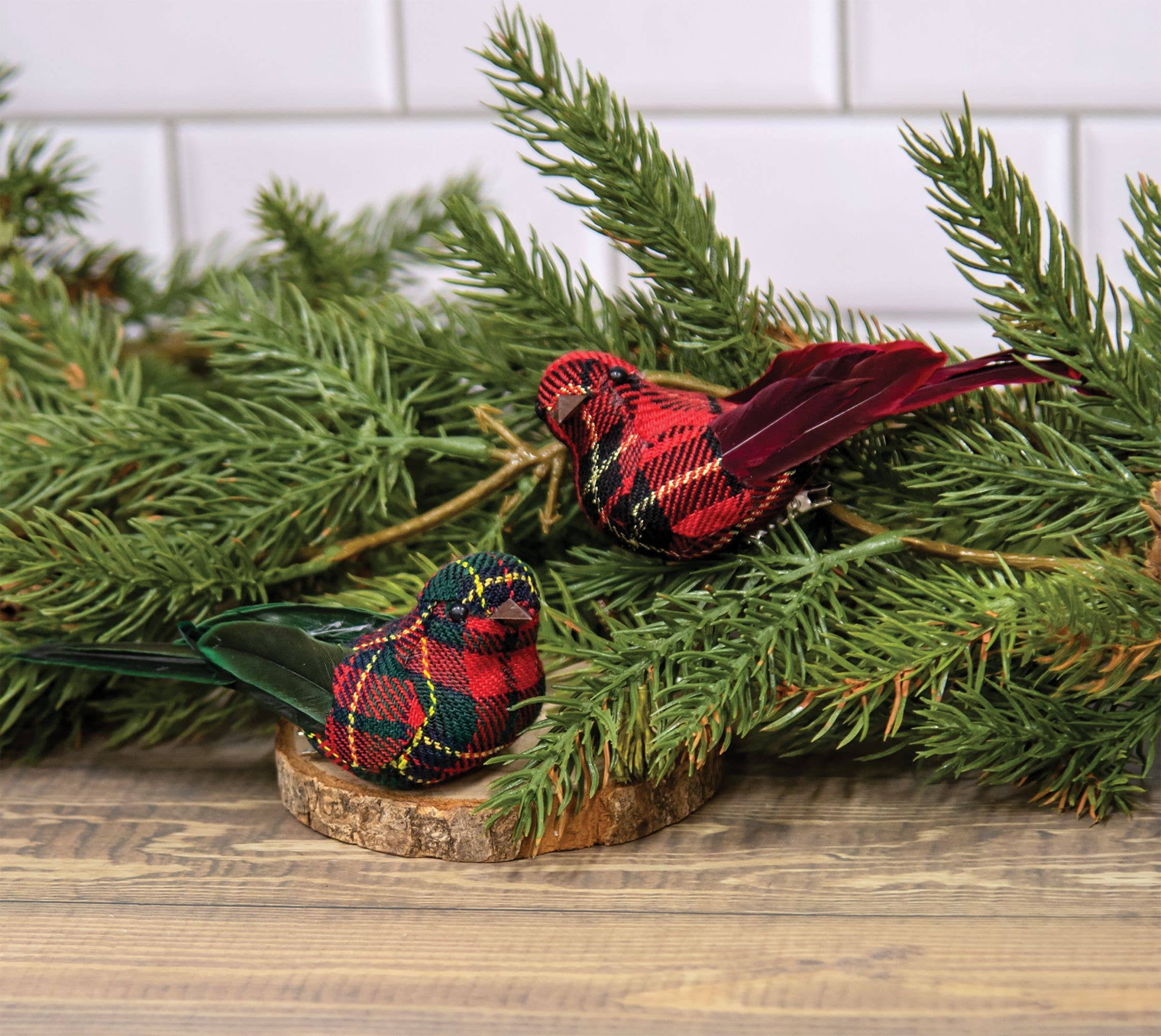 Wholesale Christmas Plaid Bird Clip Ornament 2 Asstd for your store - Faire