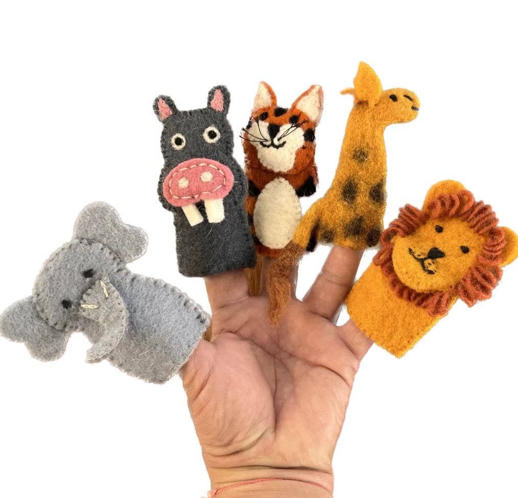 Wholesale Finger Puppets, Animal Puppets, Felt Finger Games Set of 5pc ...