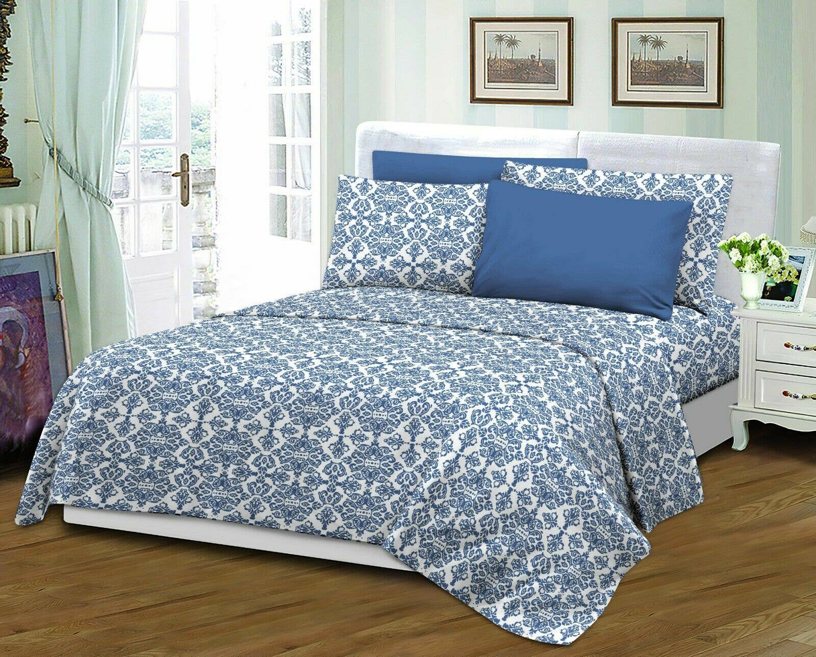 Wholesale Tabitha 6 PC Sheet Set Damask Bedding - Full Blue for your ...