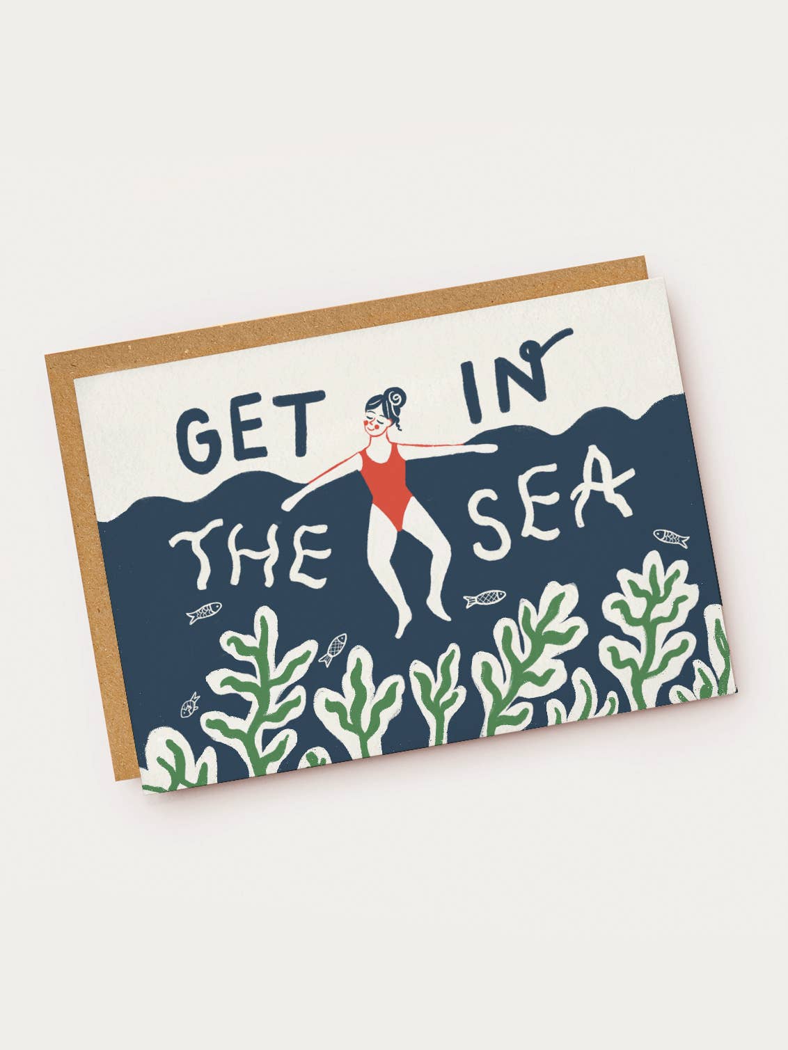 Wholesale Get In The Sea - Illustrated Swimmer Card - Blank Card for ...