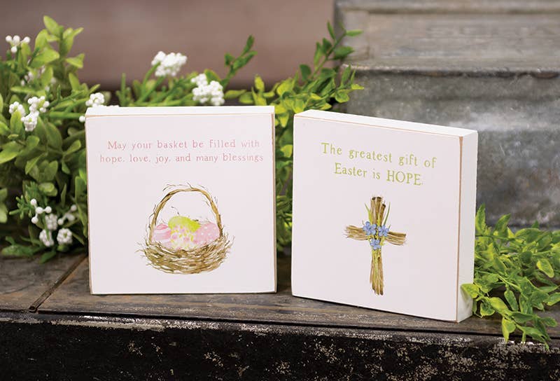 Wholesale Easter Hope Square Block, 2 Assorted for your store - Faire