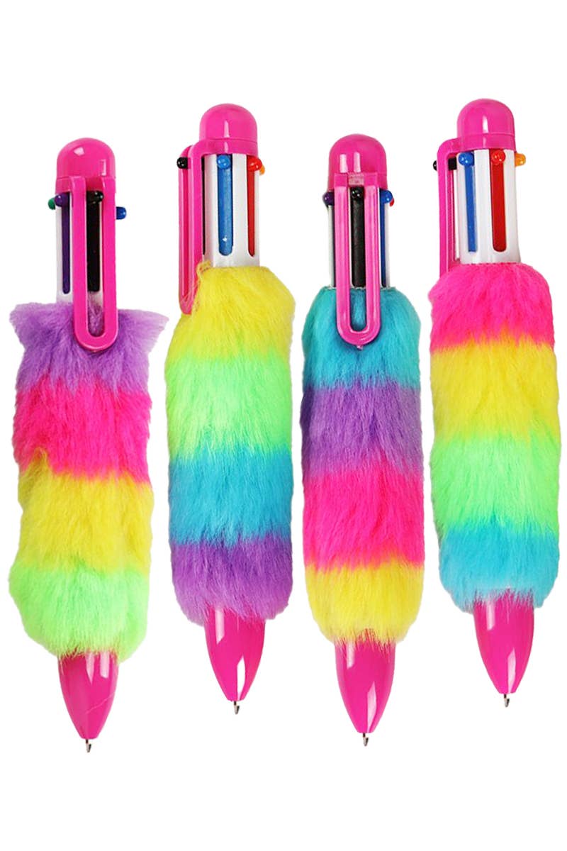 Wholesale Colorful Rainbow Fuzzy Fur 6-in-1 Color Pen for your store ...
