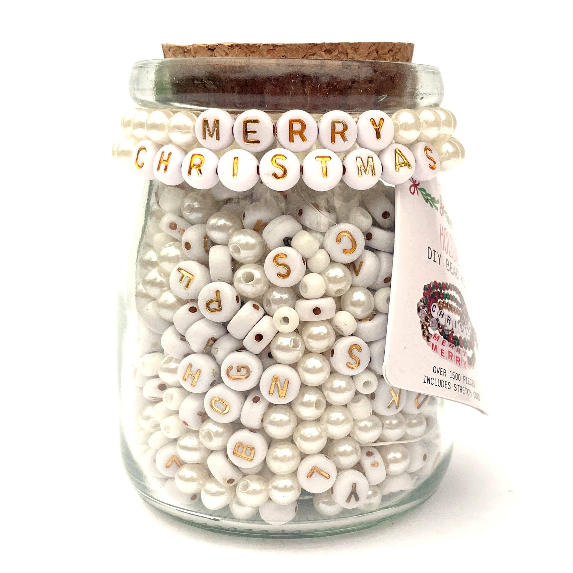 Pearl & Gold Alpha Beads Jar Diy Bead Kit