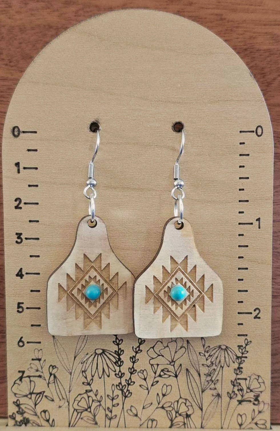 Wholesale Aztec Cow Tag Dangle Earring/Western/Wood Earrings for your ...