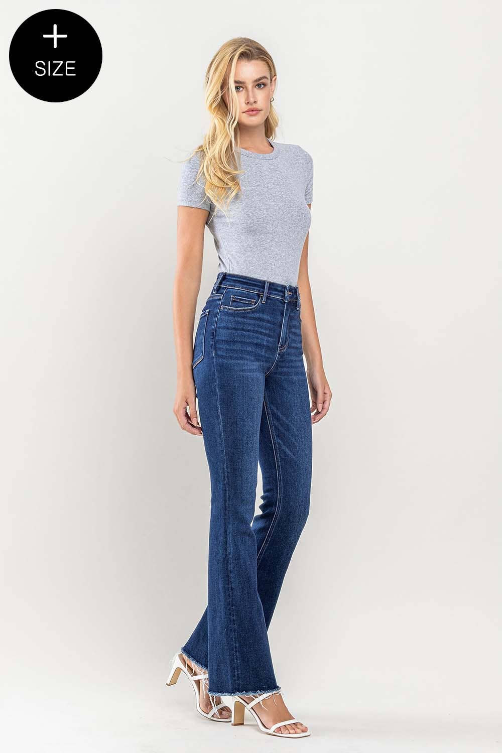 Wholesale PLUS SIZE HIGH RISE RAW HEM BOOTCUT JEANS LV1202-P for your ...