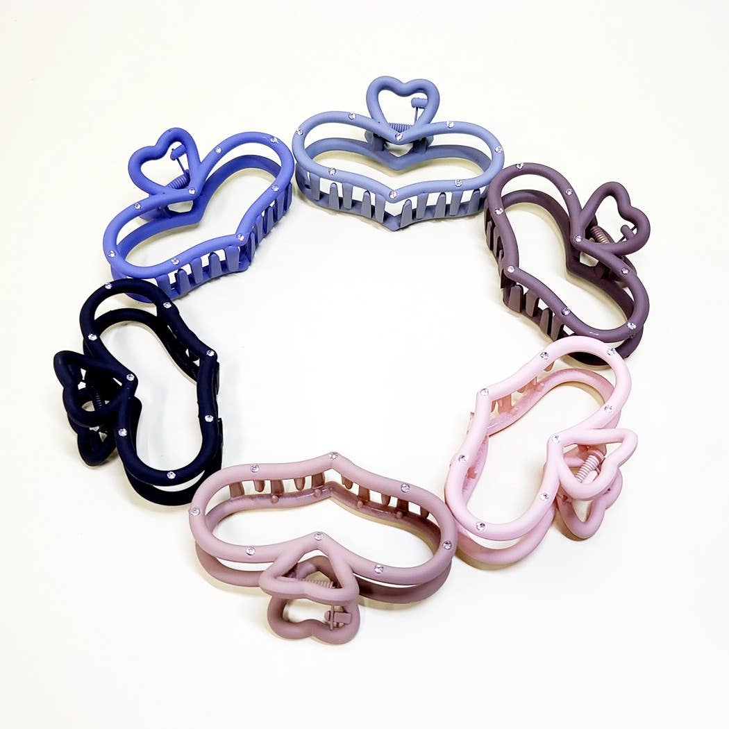 Wholesale Matte Heart Shaped Stone Accent Hair Claw Clip for your store ...