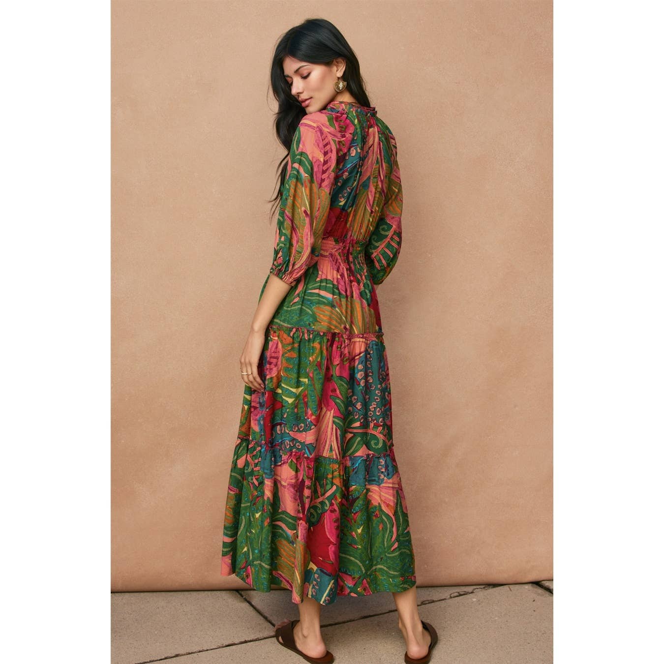 Wholesale Drawing Dream Puff Sleeve Tiered Maxi Dress for your store ...