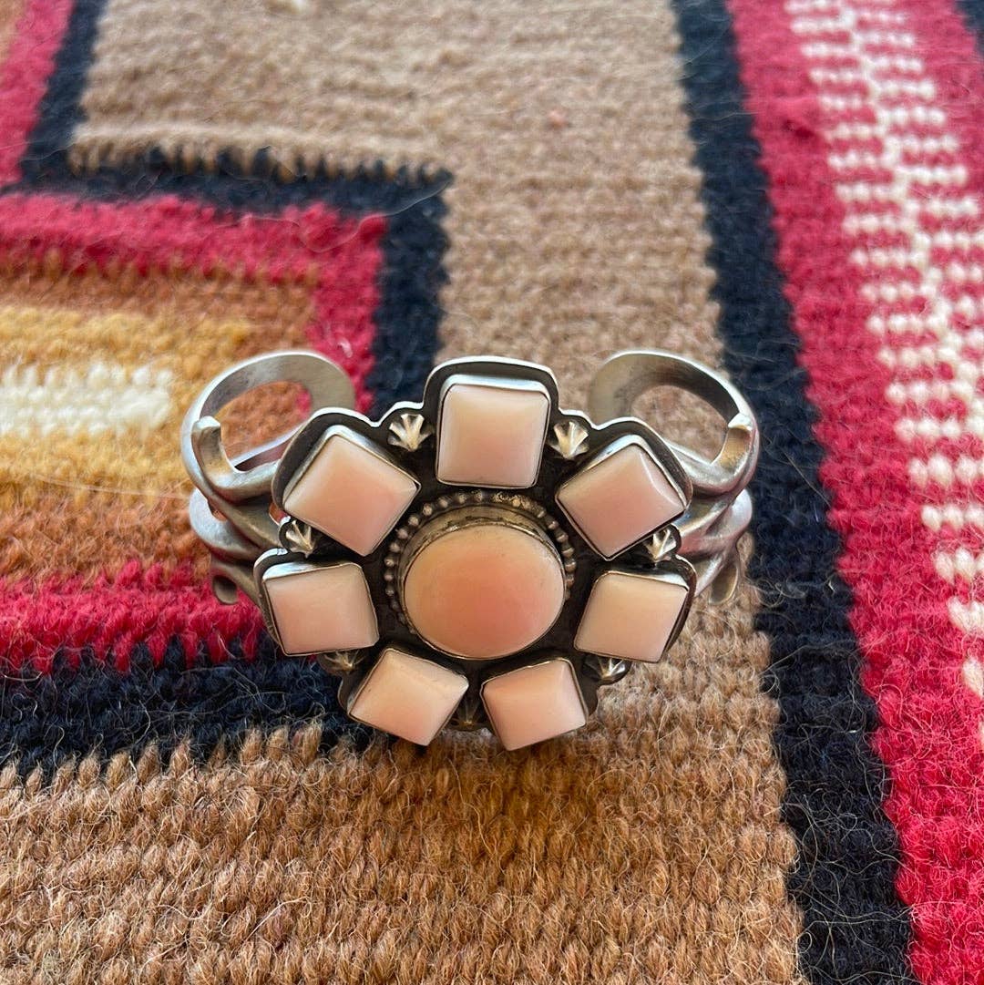 Wholesale Navajo Queen Pink Conch Shell & Sterling Silver Cluster Cuff ...