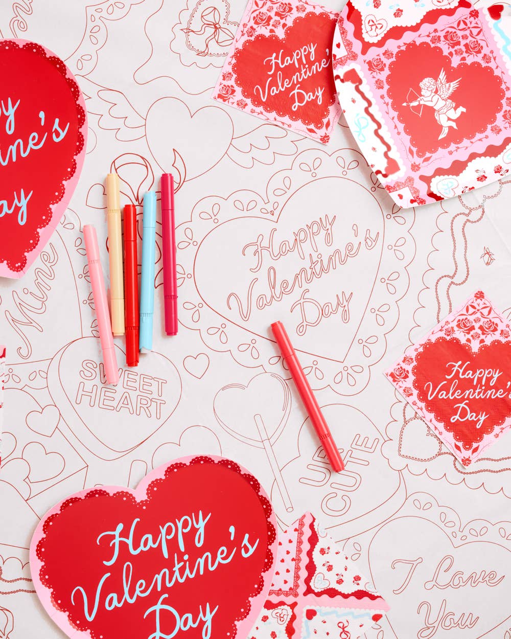 Wholesale xo, Fetti Vday Kids Coloring Tablecloth | red, valentine ...