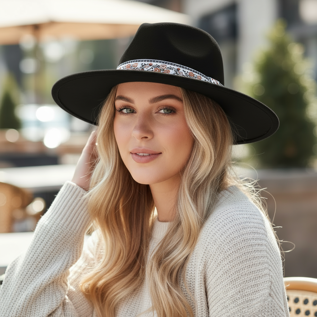 Wholesale Women's Felt Hat with Floral Embroidery Band for your store ...