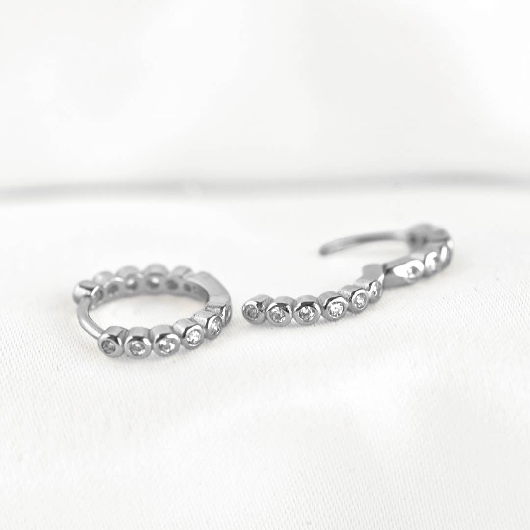 Wholesale Rhombus Diamond Huggies - 925 Silver Everyday CZ Hoops for ...