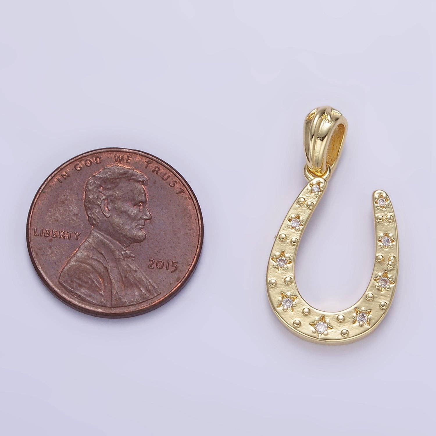 Wholesale 24K Gold Filled 20.5mm Clear CZ Star Horseshoe Pendant in ...