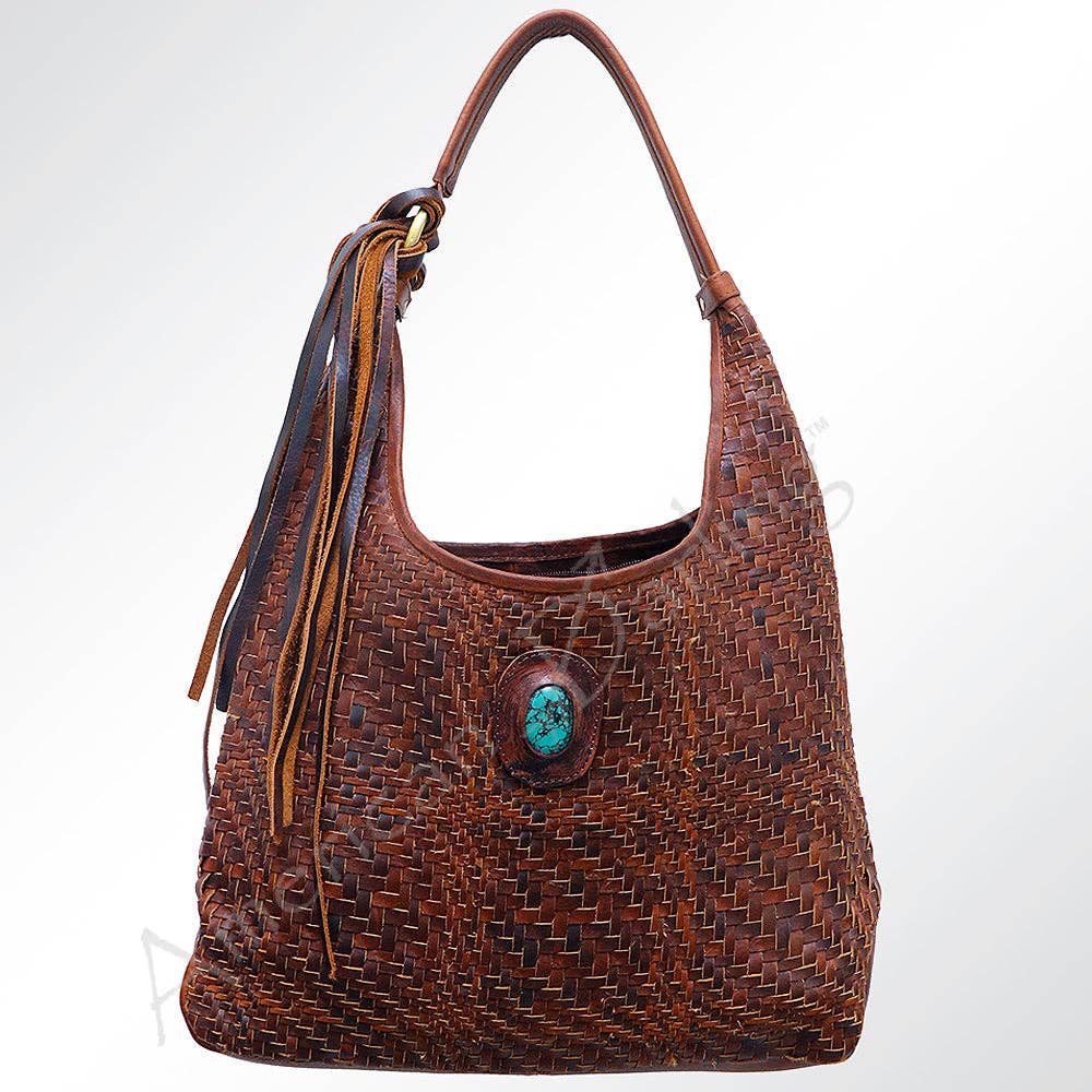 Wholesale LC-ADBGM153 Woven Genuine Leather Hobo Bag with Turquoise ...