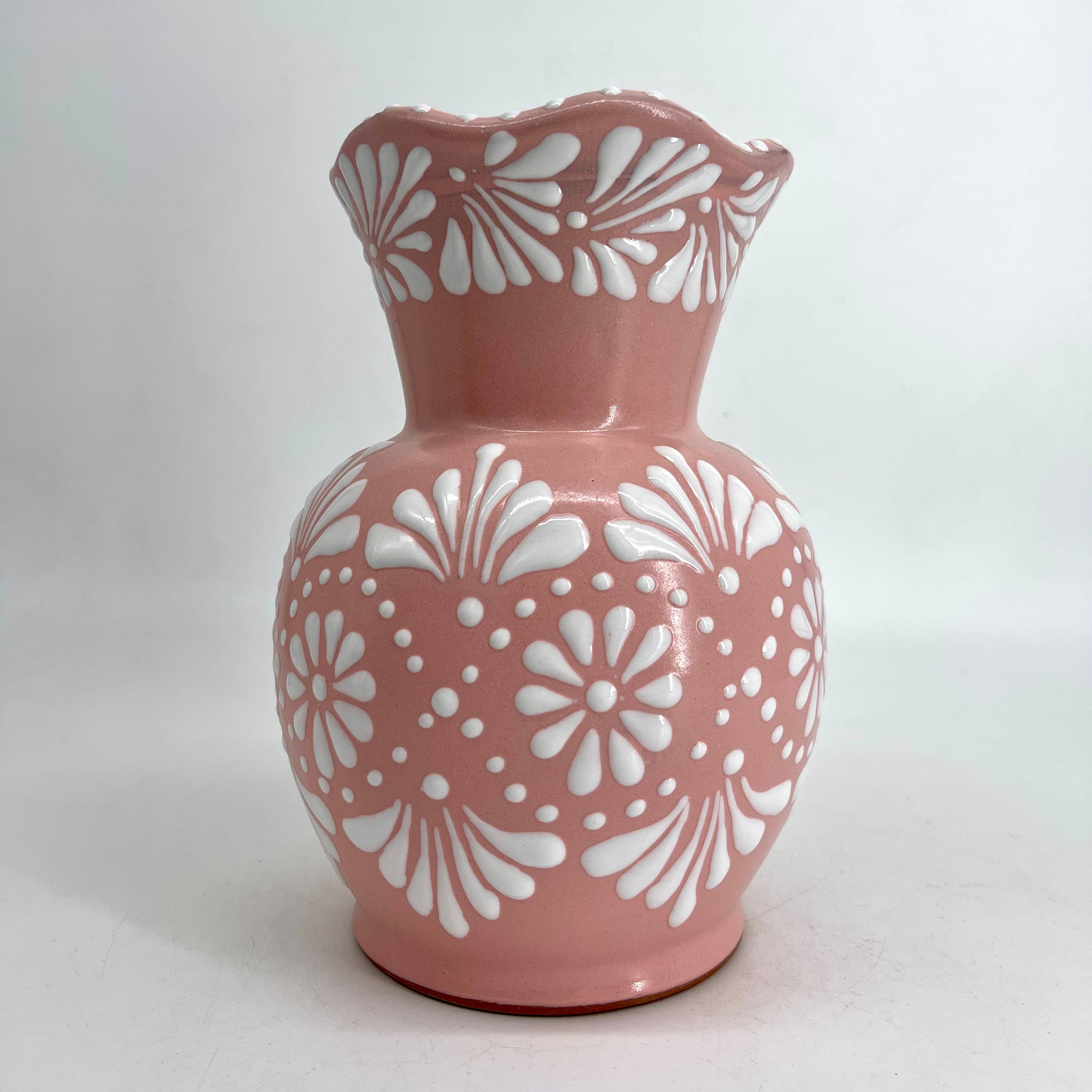 Wholesale Pink and White Floral Mexican Ceramic Vase for your store - Faire