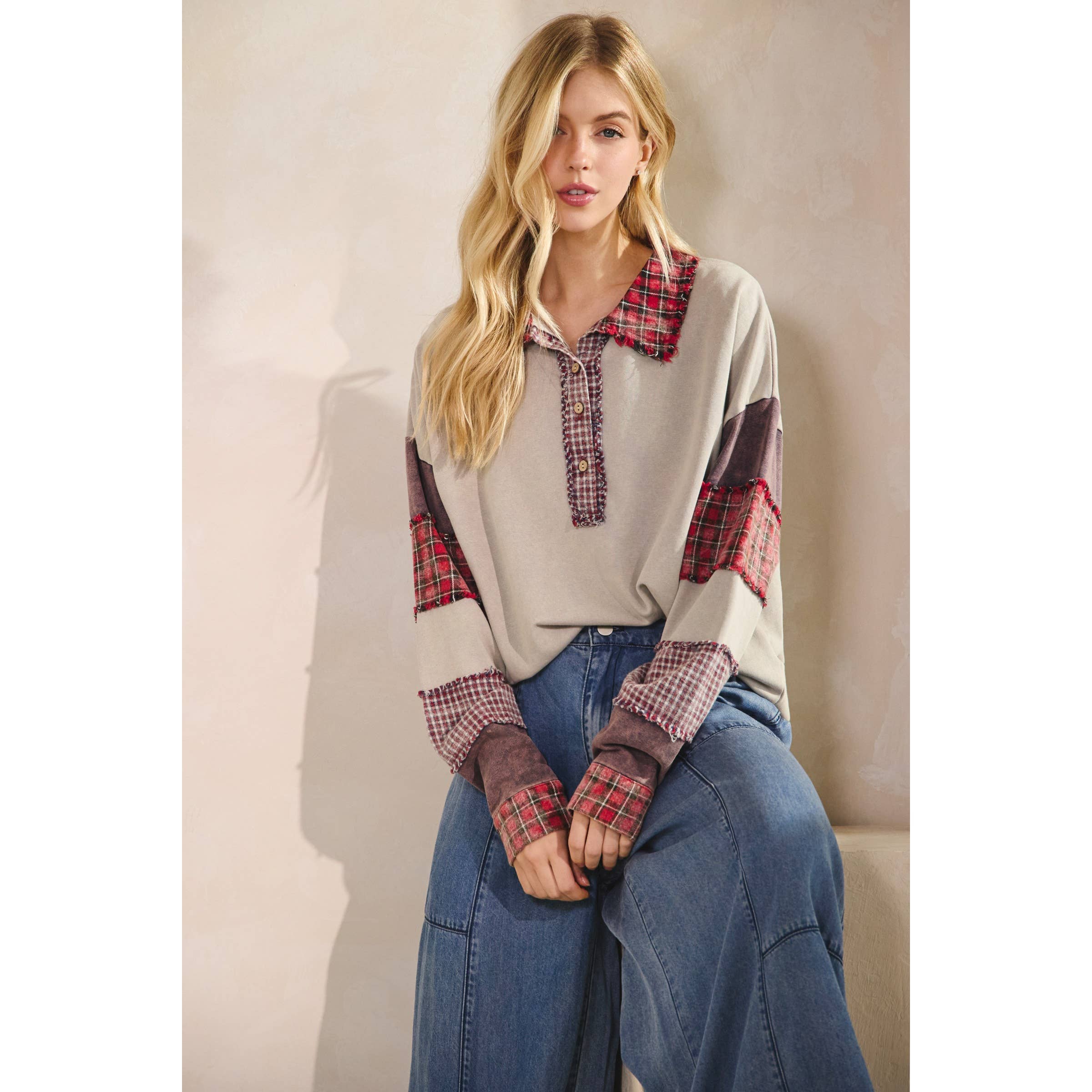 Wholesale THE NORTHWOODS PLAID HENLEY (ST8161) for your store - Faire