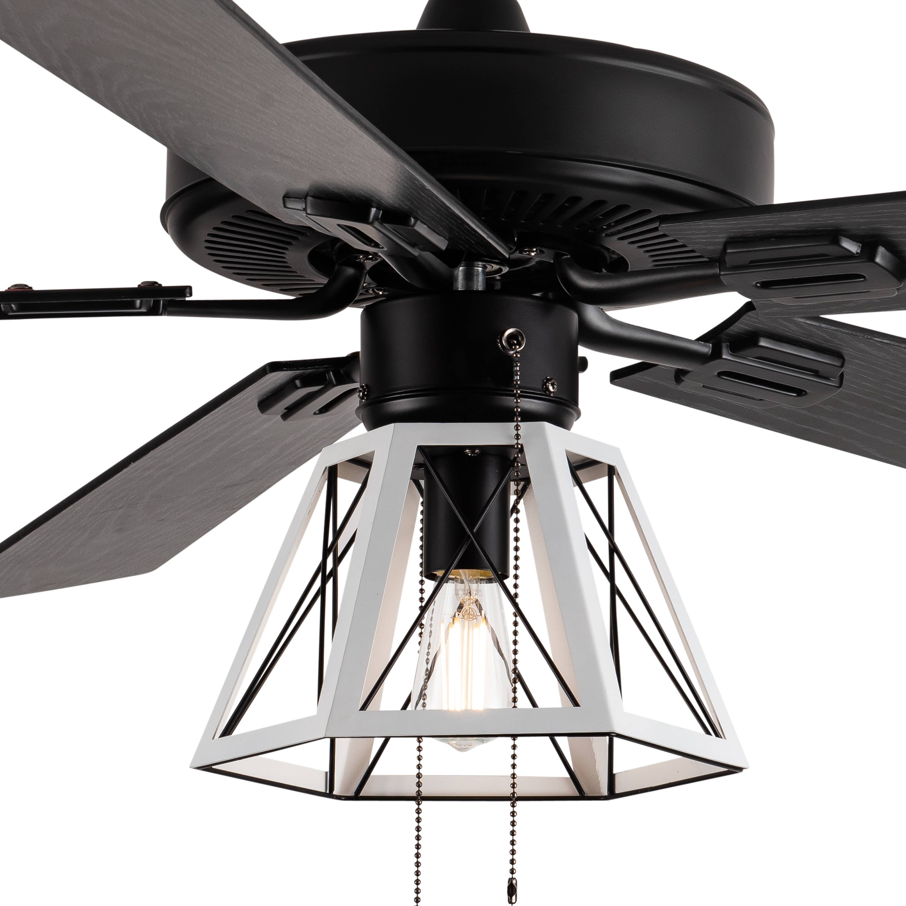 Wholesale 52"W Mabel White and Black Ceiling Fan with LED Light Kit for ...