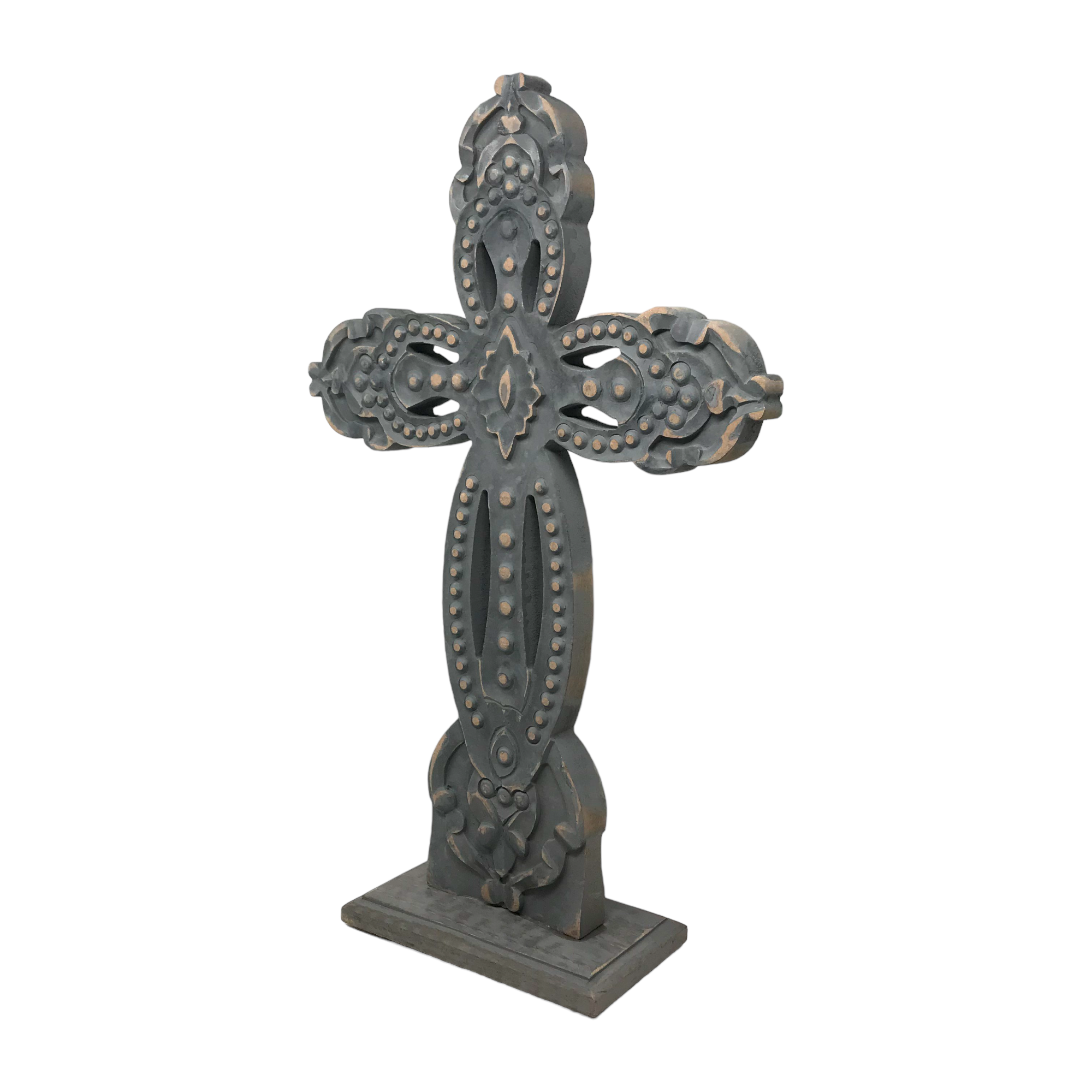 Wholesale Double Sided Carved Wood Agar Table Cross for your store - Faire