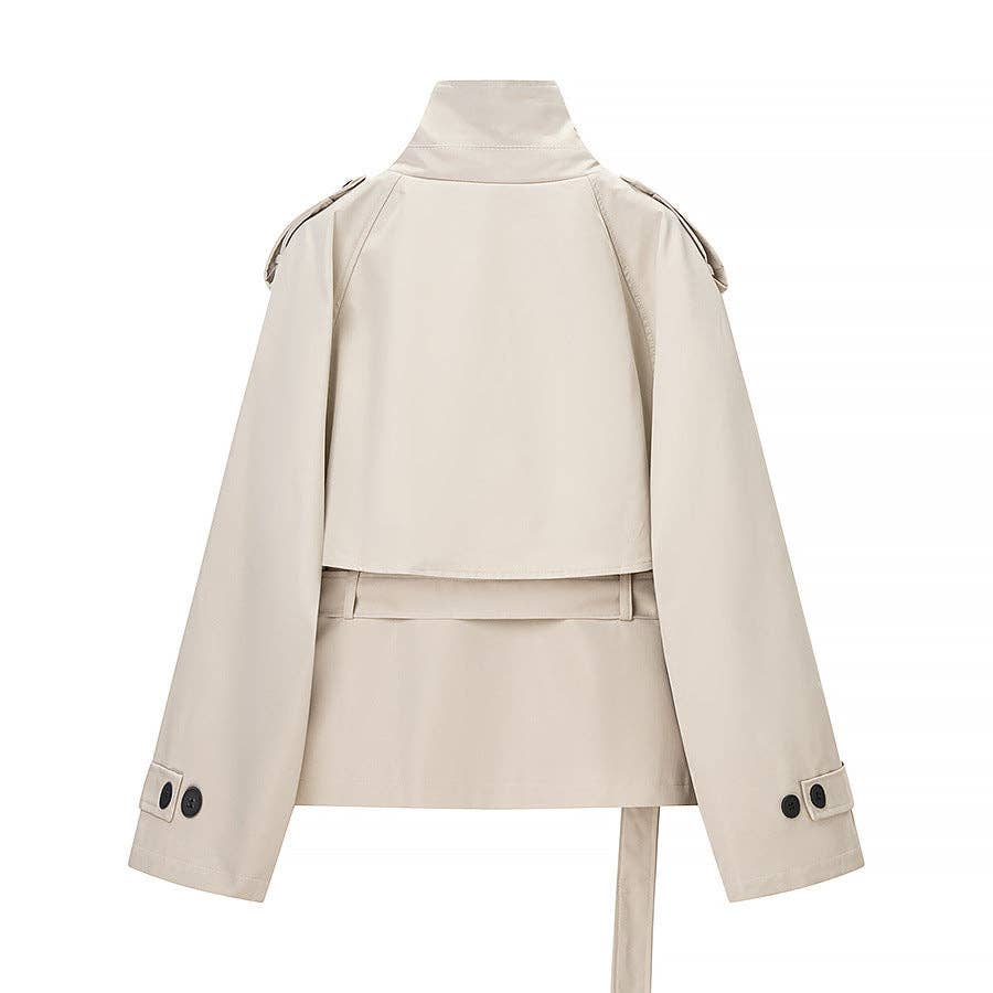 Wholesale White Belted Short Trench Jacket Women N5A675 for your store ...