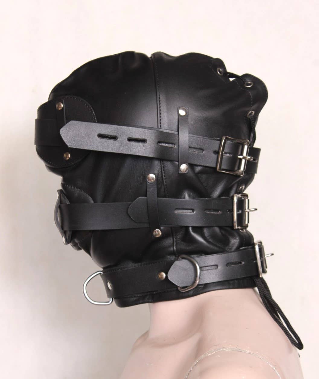 Wholesale Sensory Deprivation Mask Leather Bondage Hood with Gag for ...