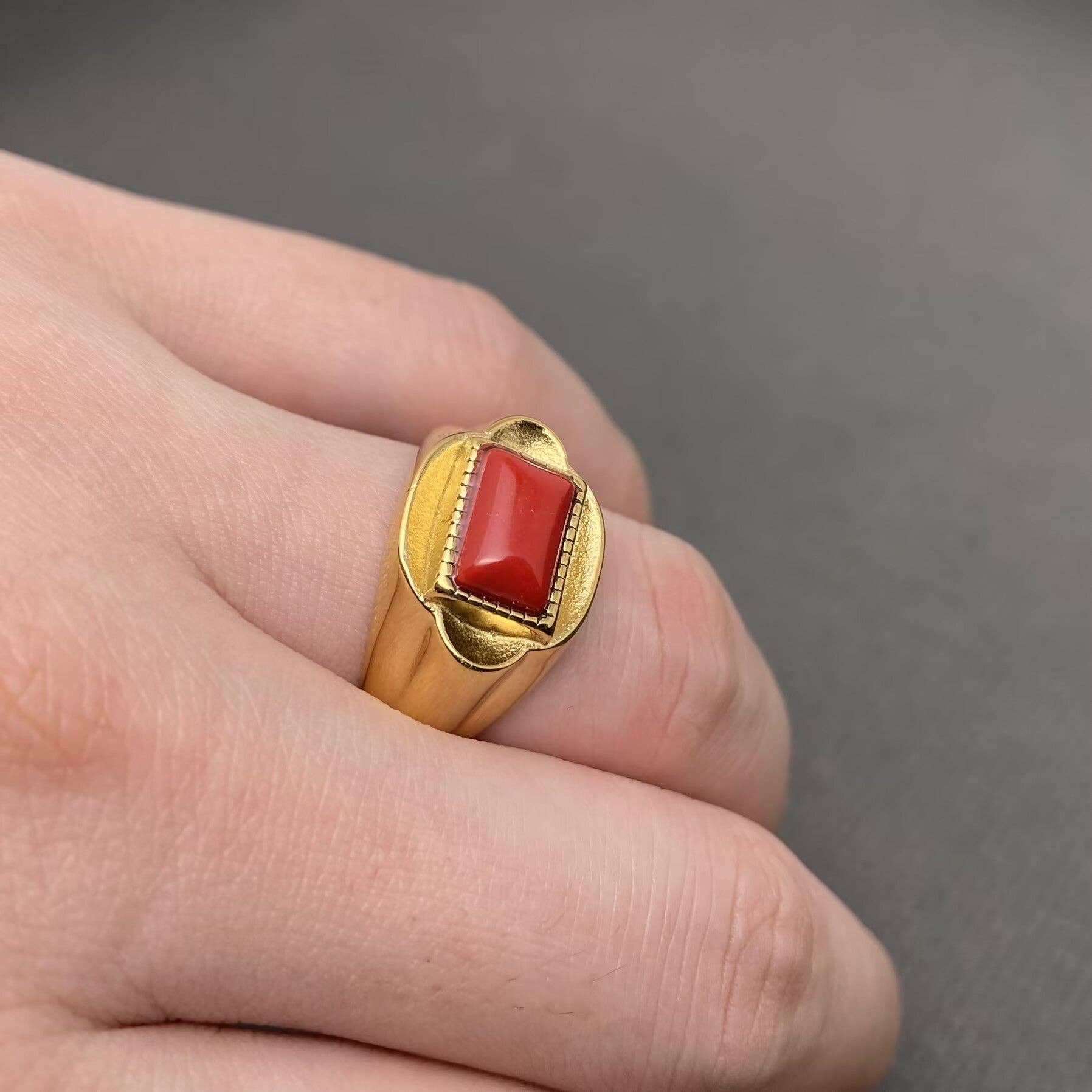 Wholesale Redstone 18K Gold-plated Stainless Steel Ring - FGS for your ...