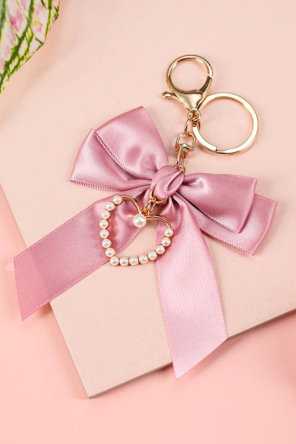 Wholesale LDC Pearl Heart Large Bow Knot Keychain for your store - Faire