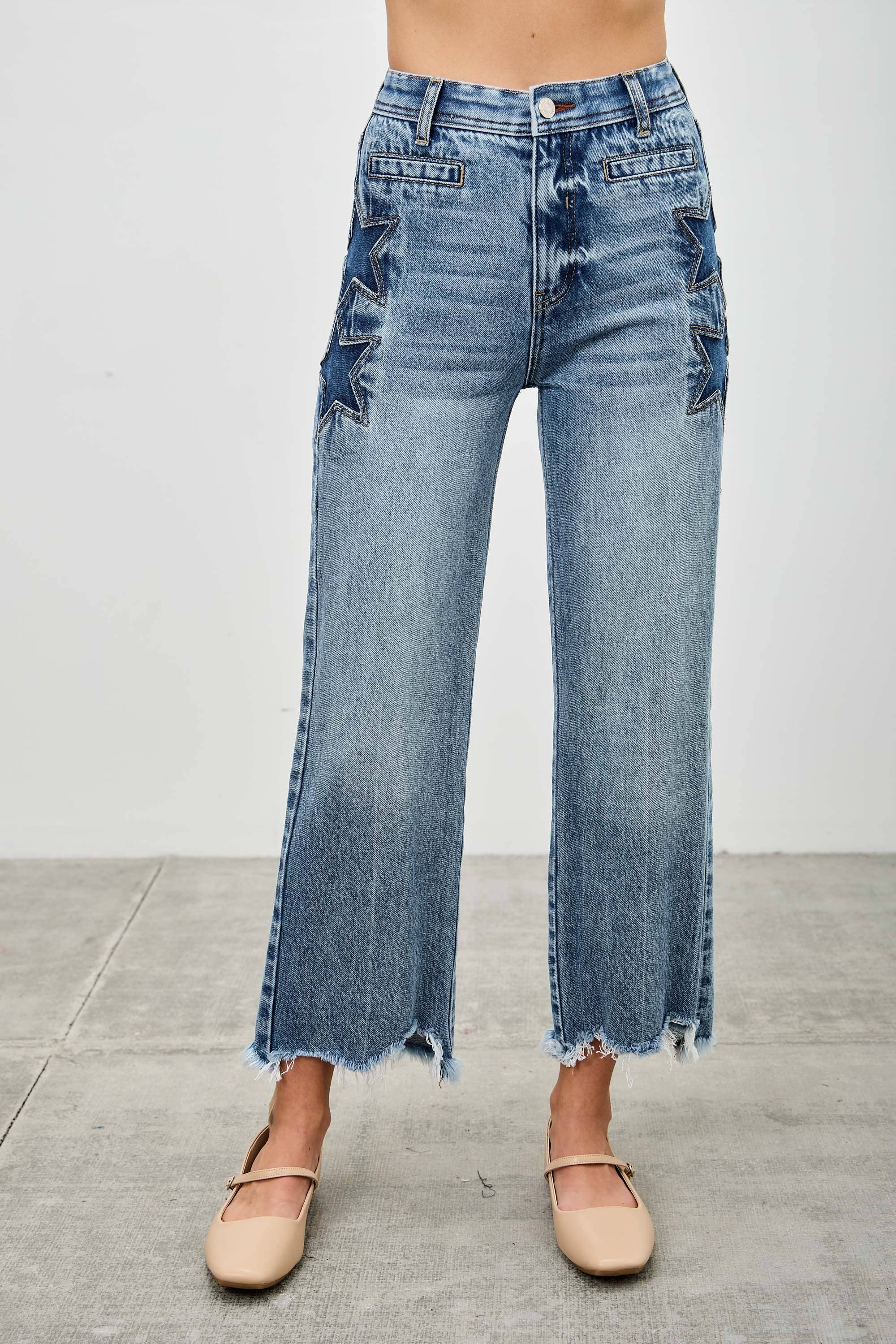 Wholesale P82378ML-PLUS HIGH RISE CROP WIDE WITH STAR for your store ...