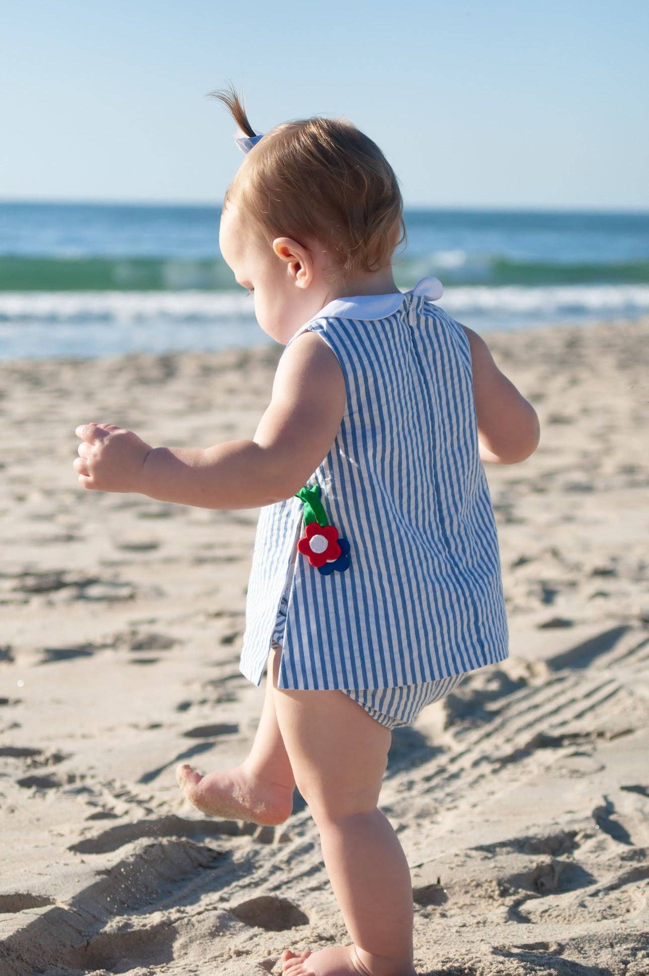 Wholesale Seersucker Dress & Bloomer With Flowers for your store - Faire