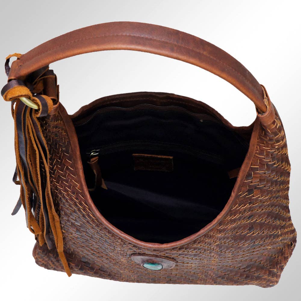 Wholesale LC-ADBGM153 Woven Genuine Leather Hobo Bag with Turquoise ...