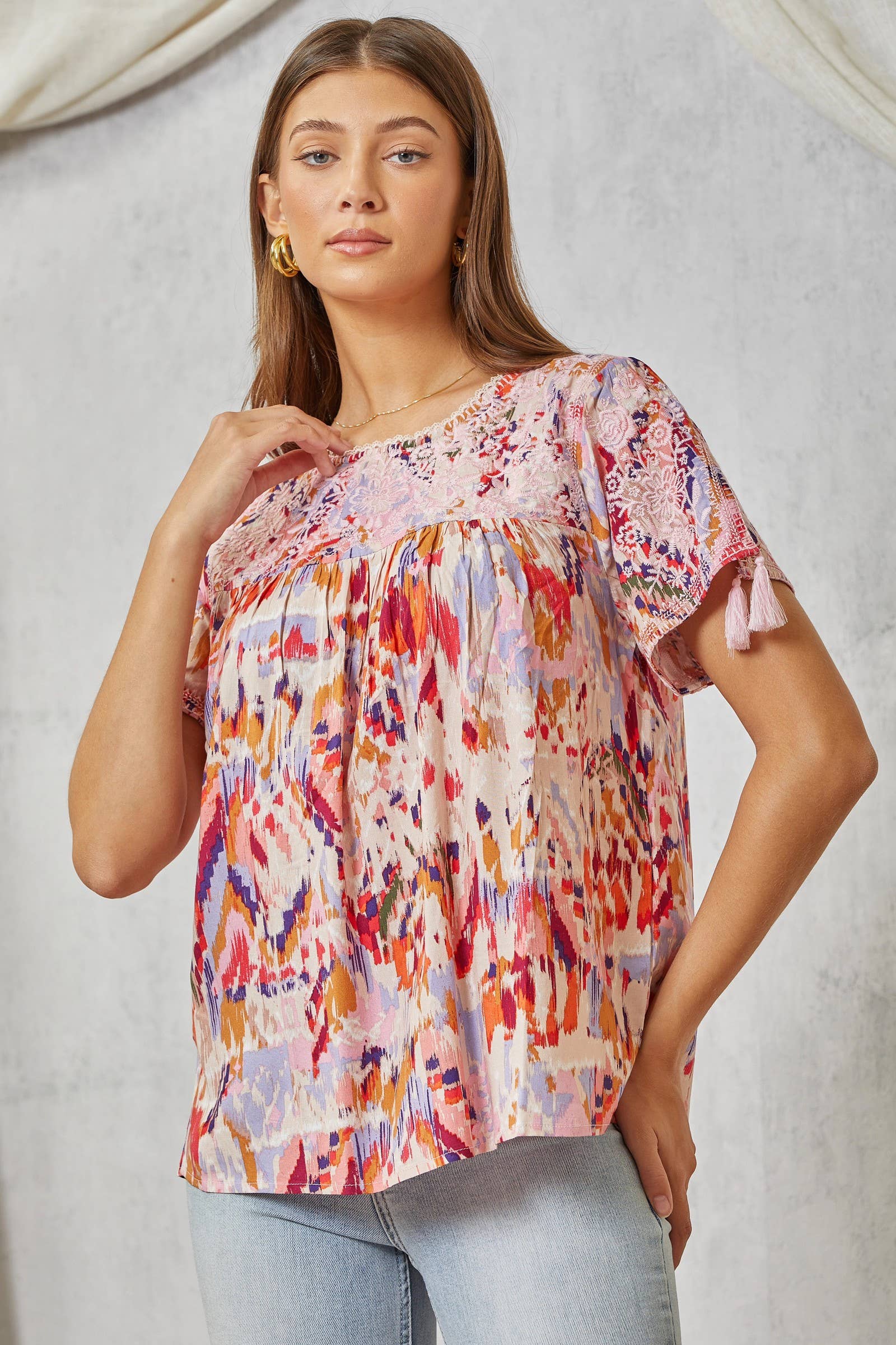 Wholesale Aztec Inspired Tunic Top With Round Neckline for your store ...